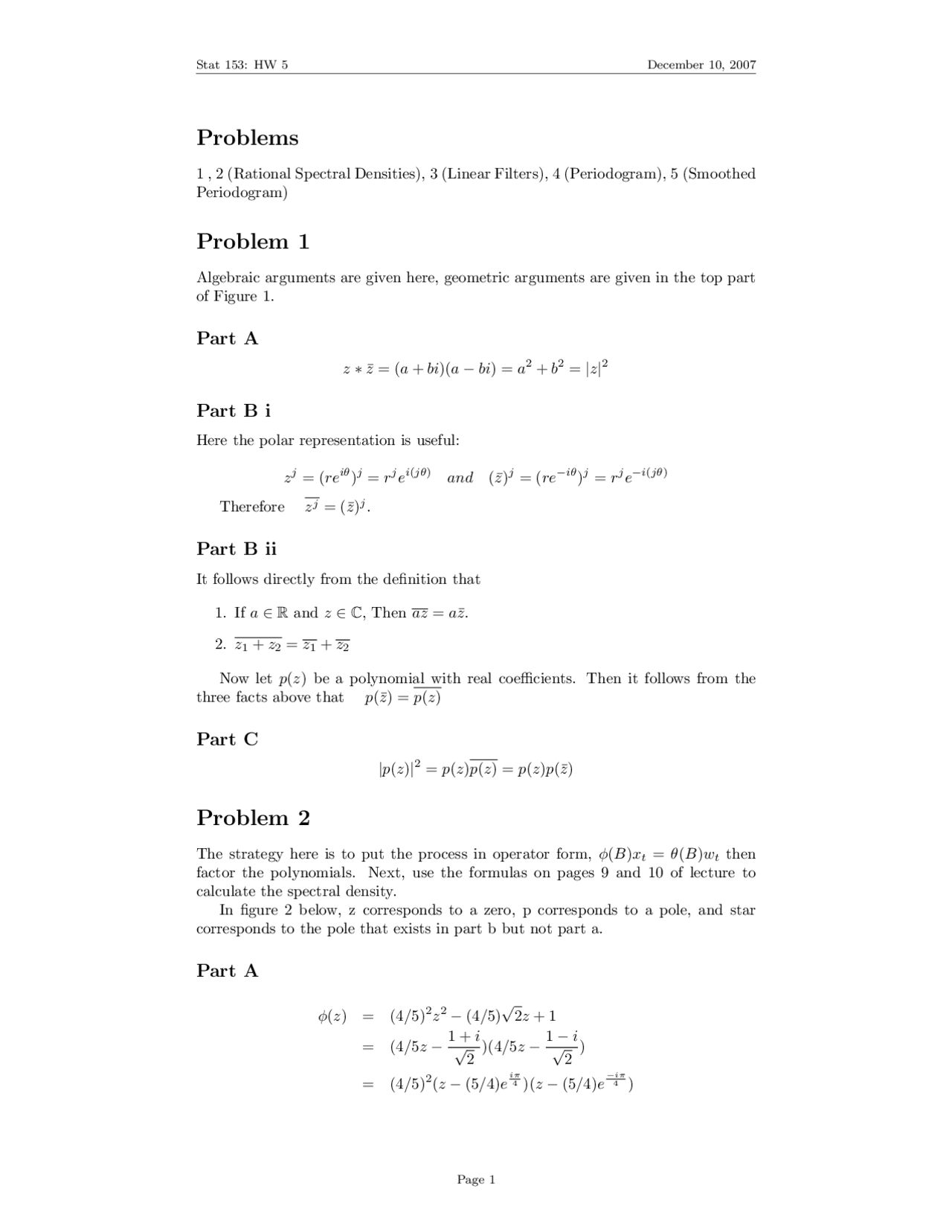 Homework Solutions Introduction To Time Series Stat 153