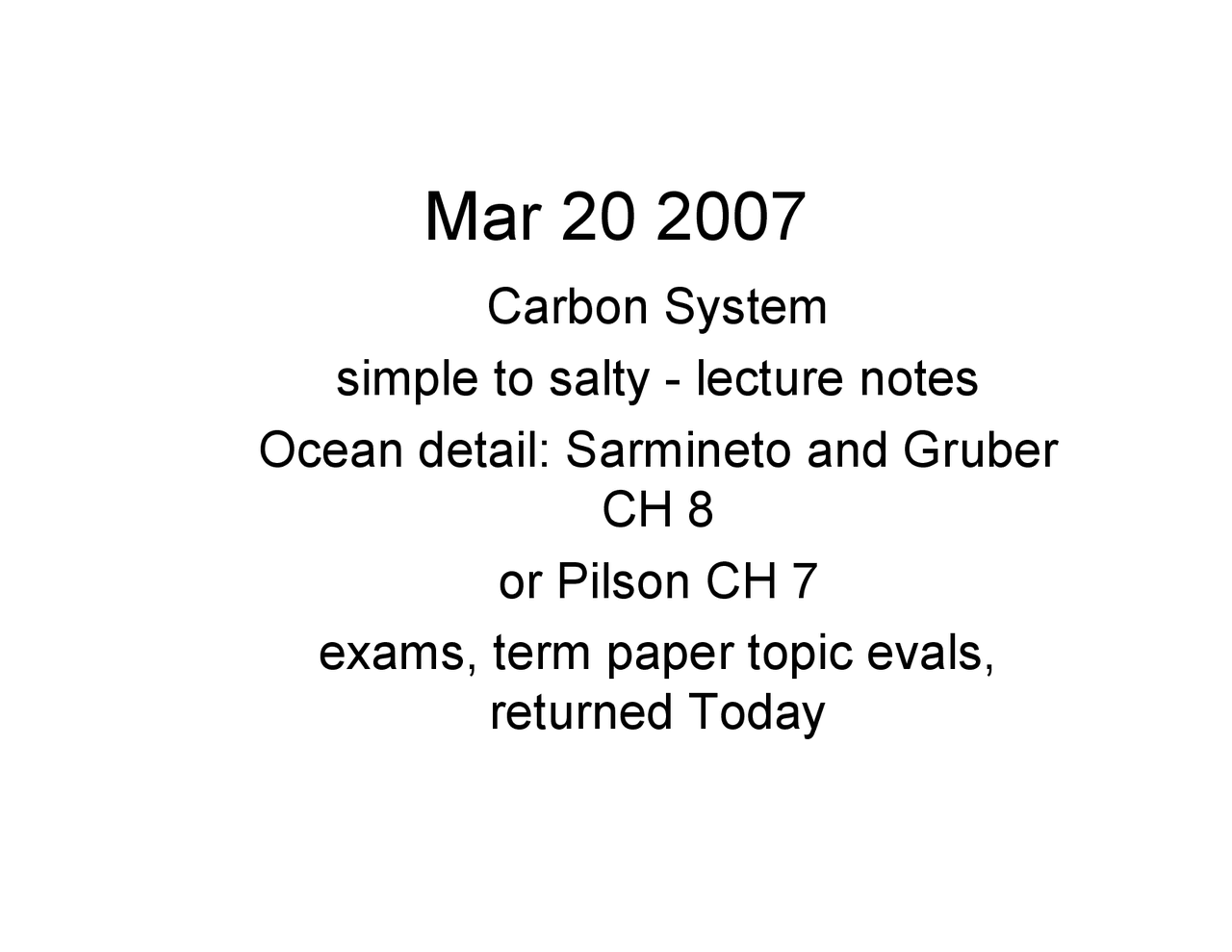 Carbon System Aquatic And Marine Geochemistry Lecture Notes Eps