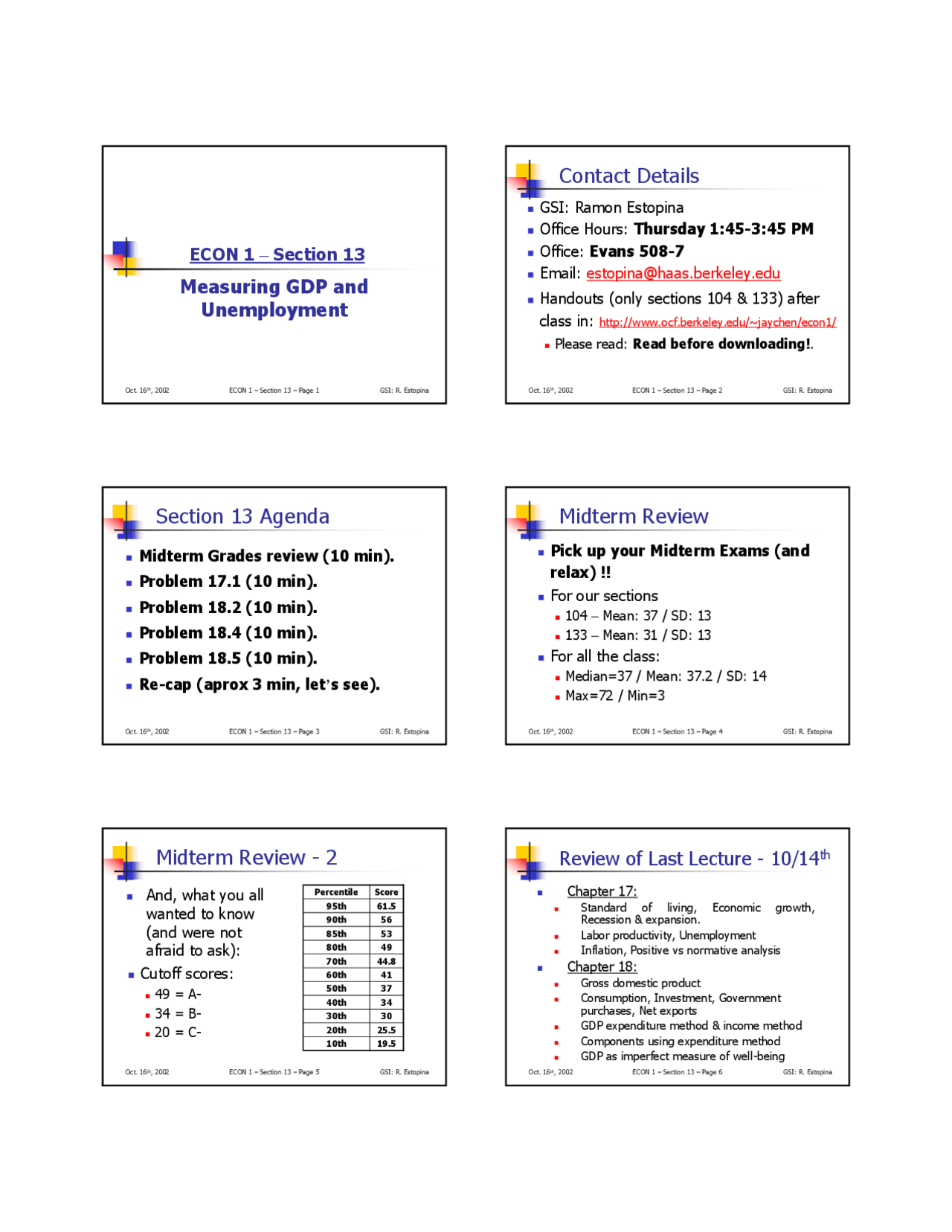 Measuring Gdp And Unemployment Lecture Slides Econ 1 Docsity