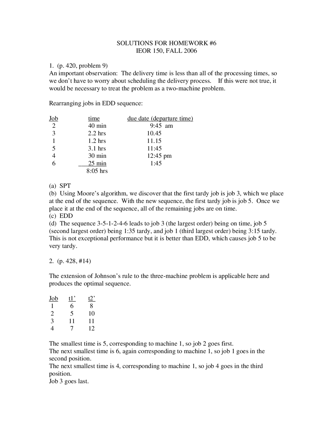 7 Solved Problems On Production System Analysis Homework 6 Ind Eng