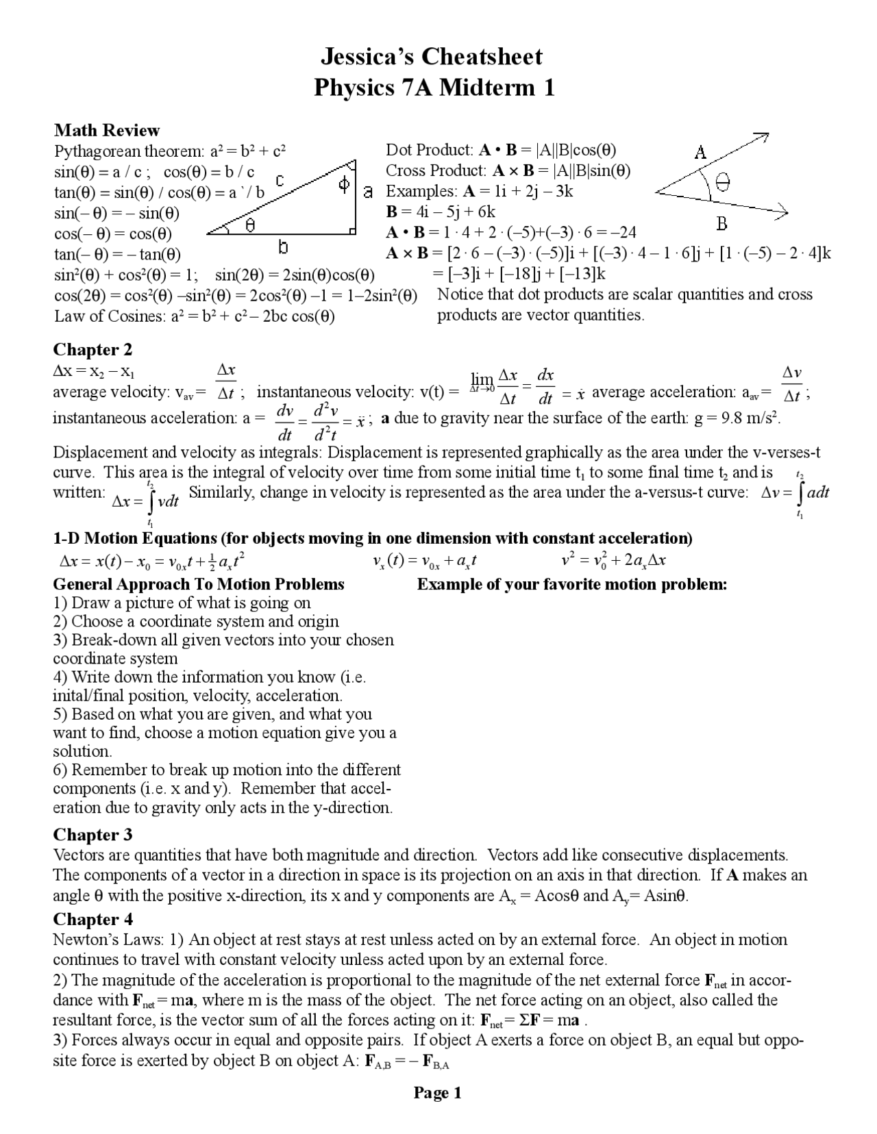Midterm Review Sheet Of Physics For Scientists And Engineers