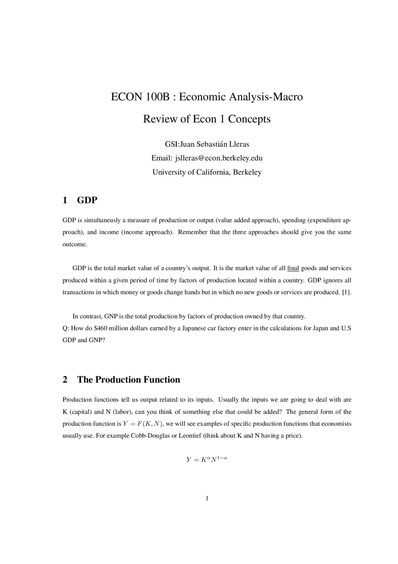 Macroeconomic Analysis Review Sheet Econ 100b Docsity