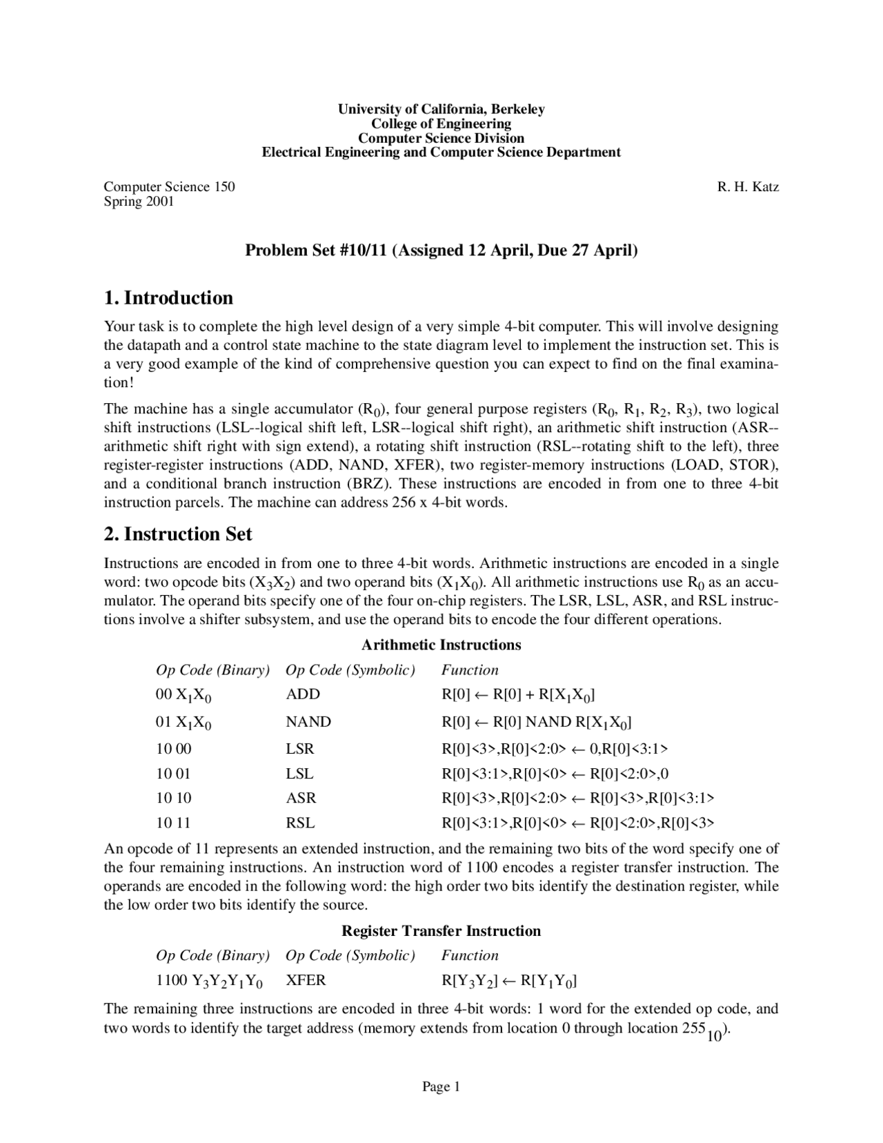 Components And Design Techniques For Digital System Problem Set 10 And 11 Compsci 150 Docsity