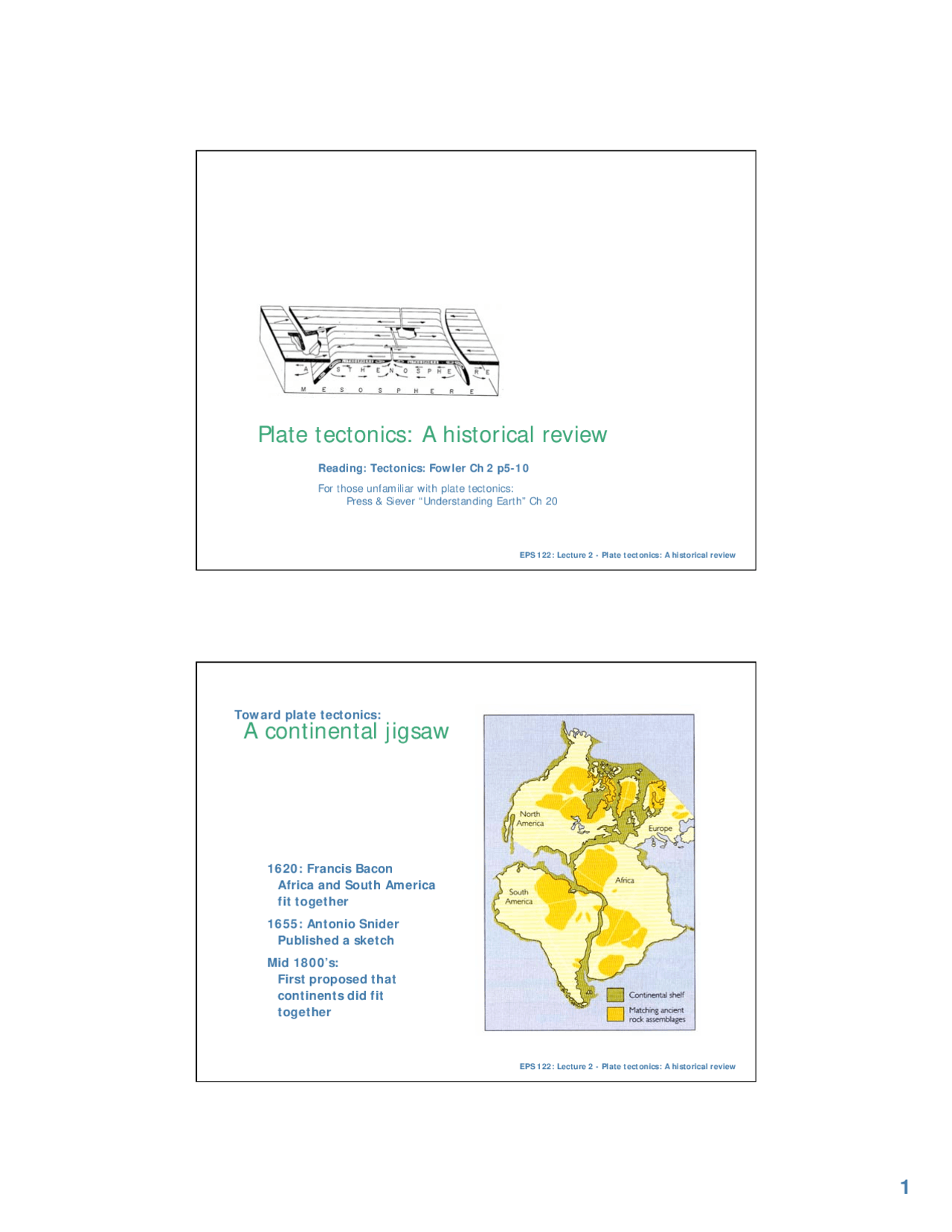 An Overview Of History Of Plate Tectonics Eps 122 Docsity