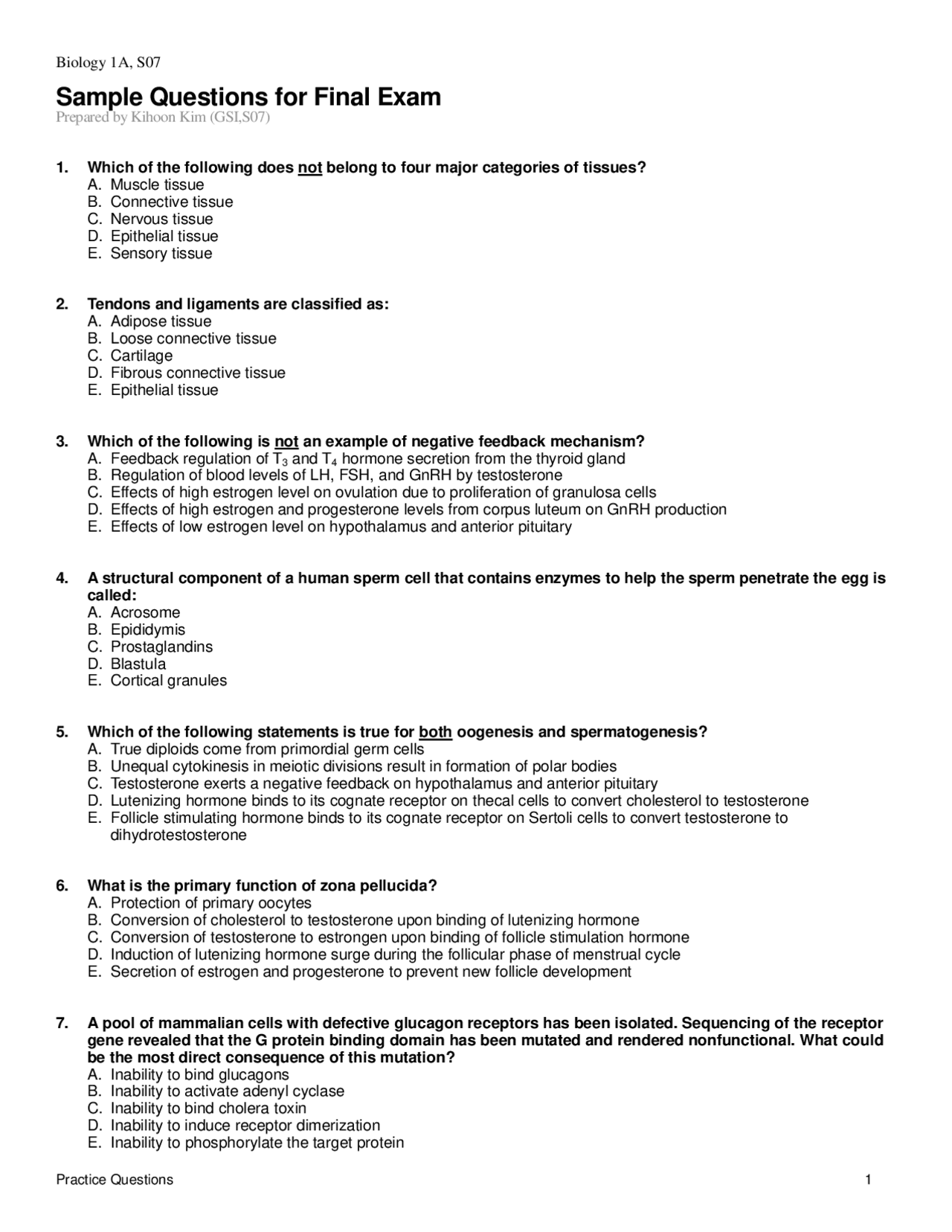 Final Exam Solved Questions General Biology Lecture Biol 1a Docsity