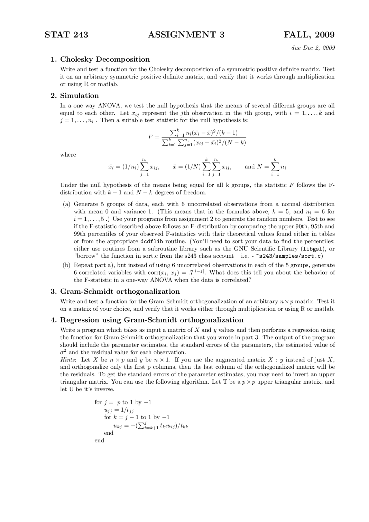 Statistical Computing Simulations Assignment 3 Stat 243 Assignments Estatística Docsity