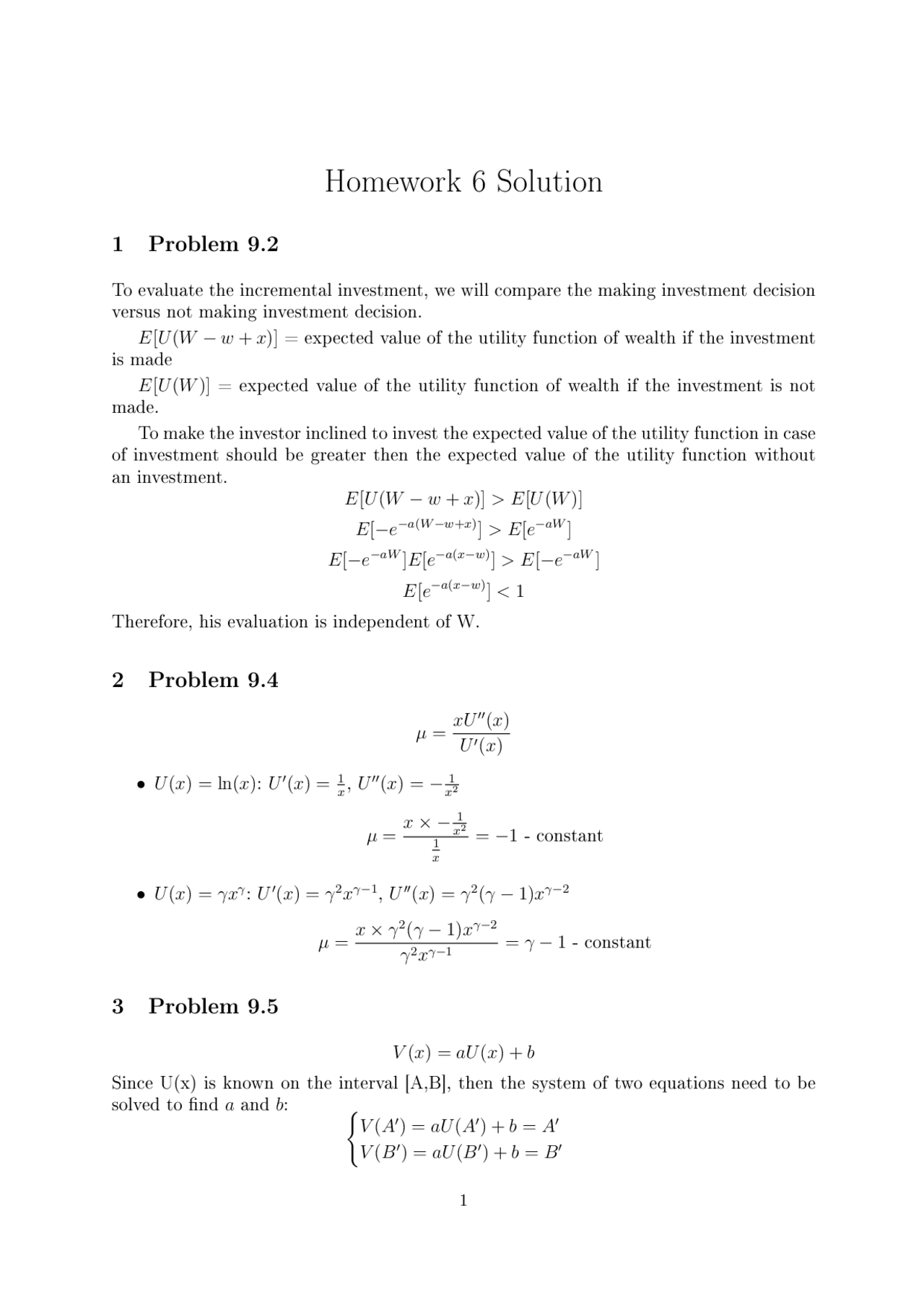 Homework 6 Solutions For Advanced Engineer Economy Ein 6357 Docsity