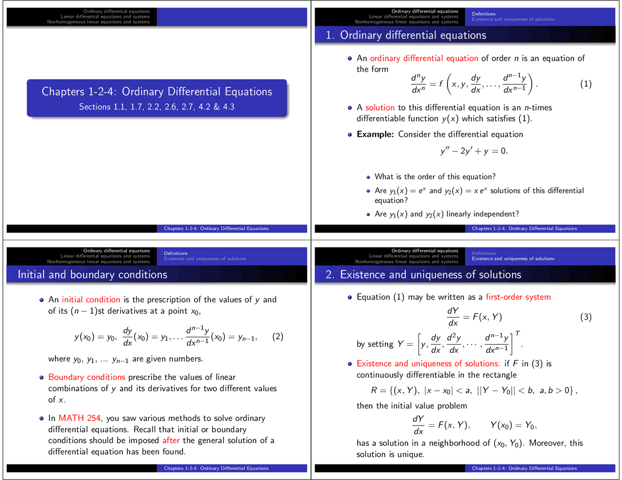 Slides On Ordinary Differential Equations Initial And Boundary