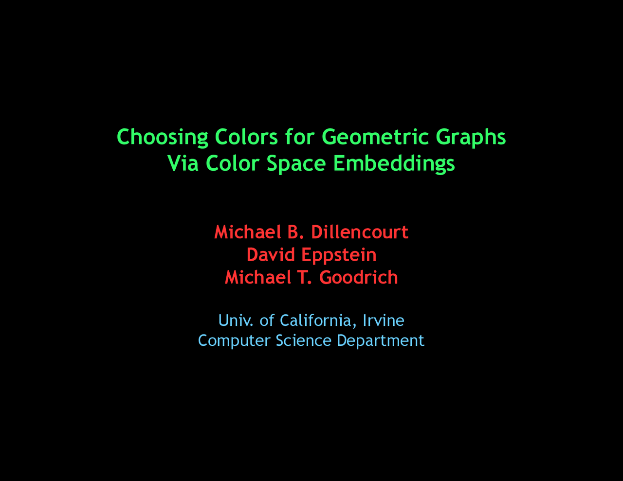 Choosing Colors for Geometric Graphs Via Color Space Embedding ...