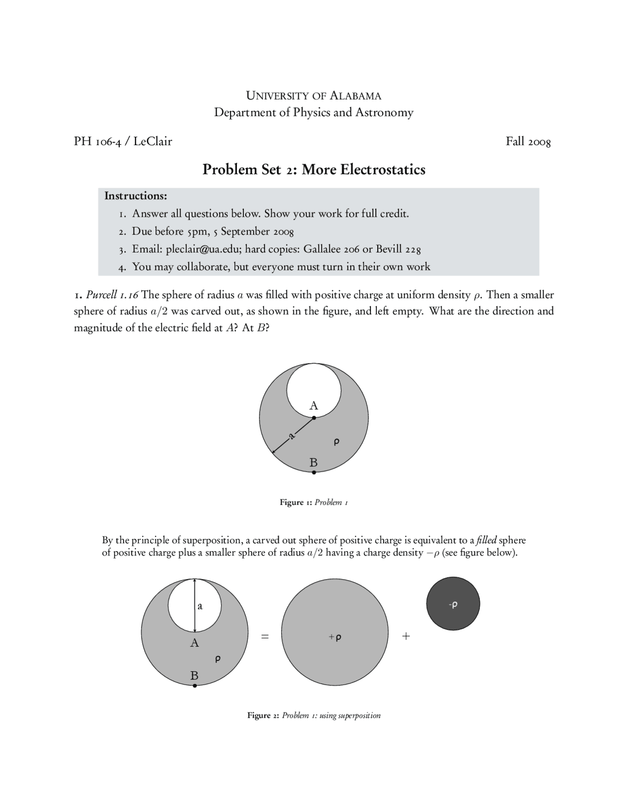 Assignment 2 More Electrostatics General Physics With Calculus Ii