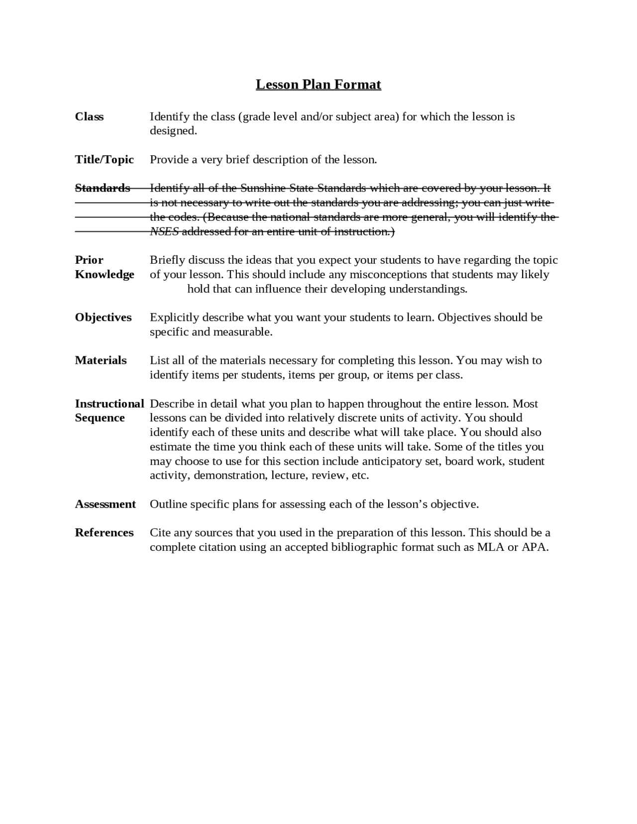 Lesson Plan Format for Exam 1 - Application Teaching Seminar | EDG 4930 ...