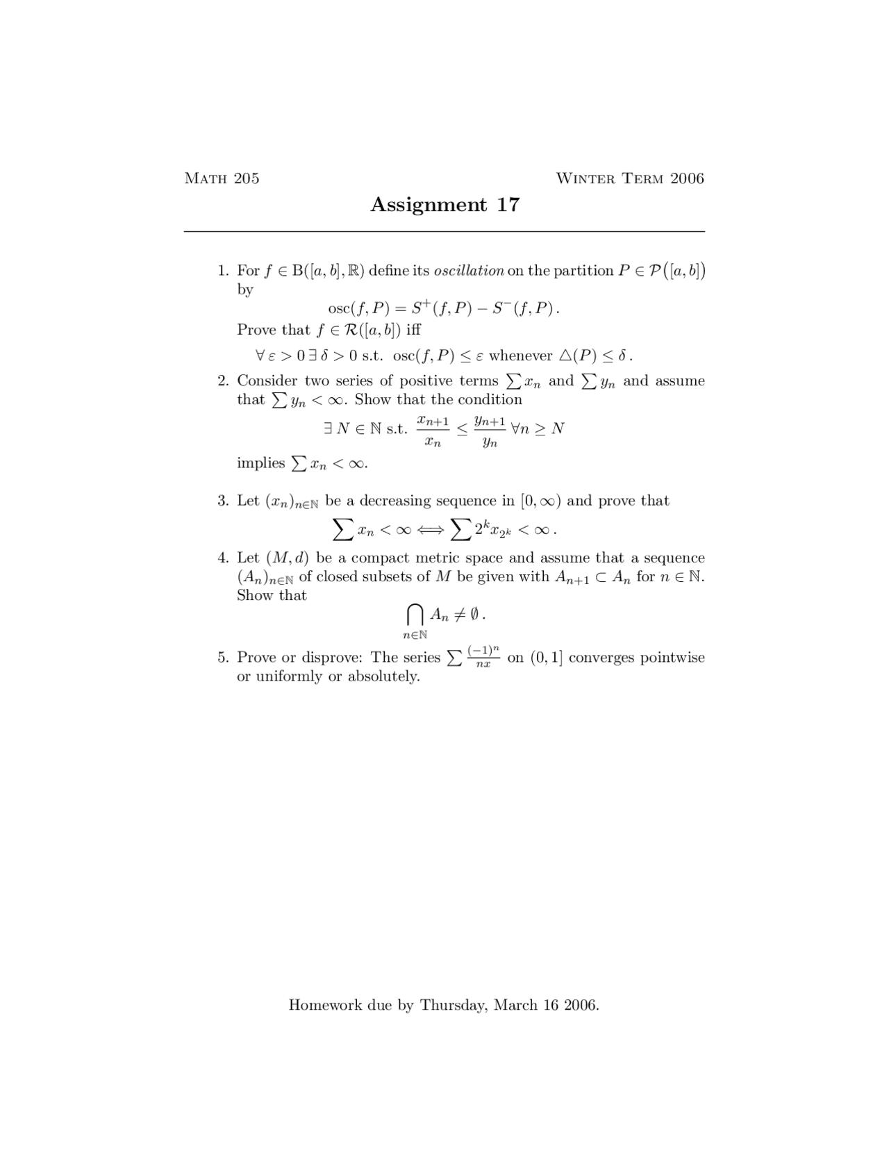 5 Questions On Introduction To Graduate Analysis For Assignment 17 Math 205 Assignments