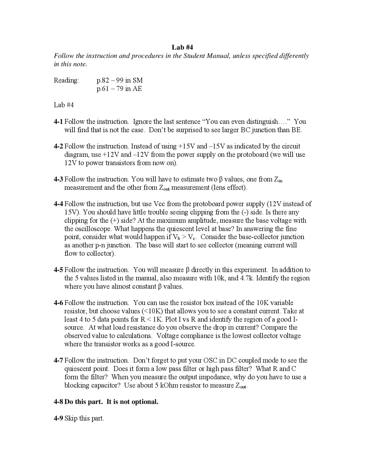 Lab 4 Instructions And Procedures Laboratory Physics 1 Phy 4802l