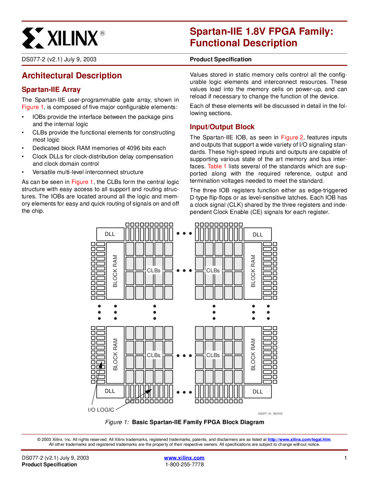 Spartan-IIE 1.8V FPGA Family - Functional Description | EECS 700 - Docsity
