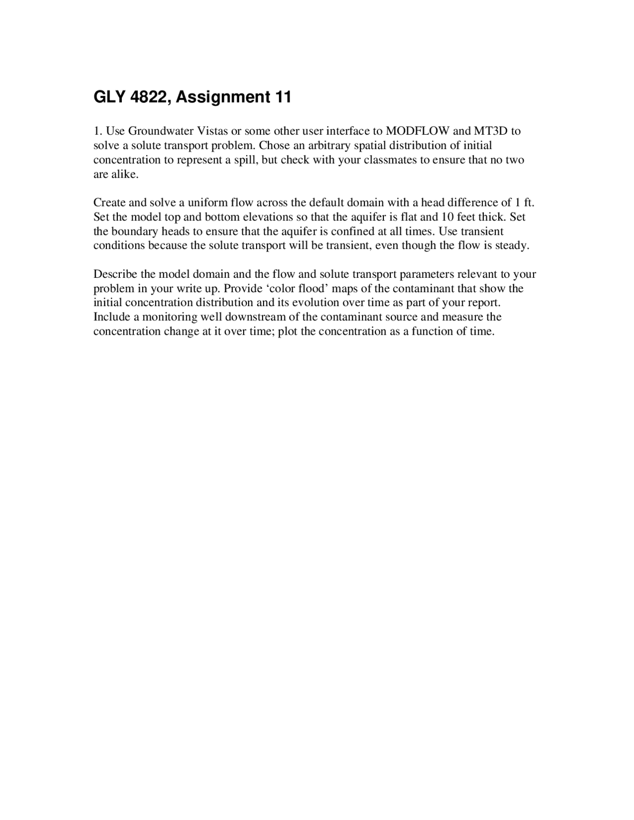 Assignment 11 For Introduction To Hydrogeology Gly 4822 Docsity