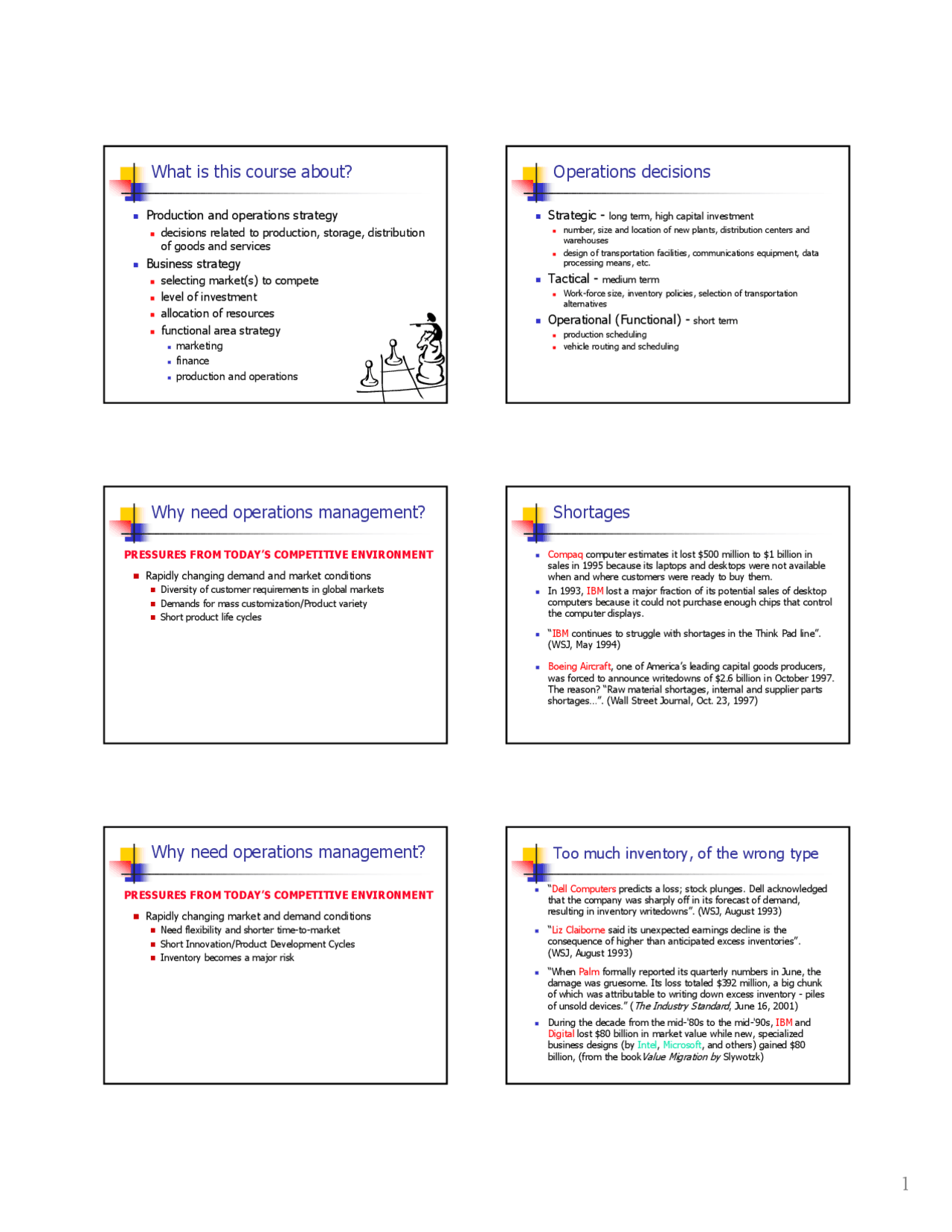 Supply Chain Models Operations Decisions Lecture Slides Isye 3104
