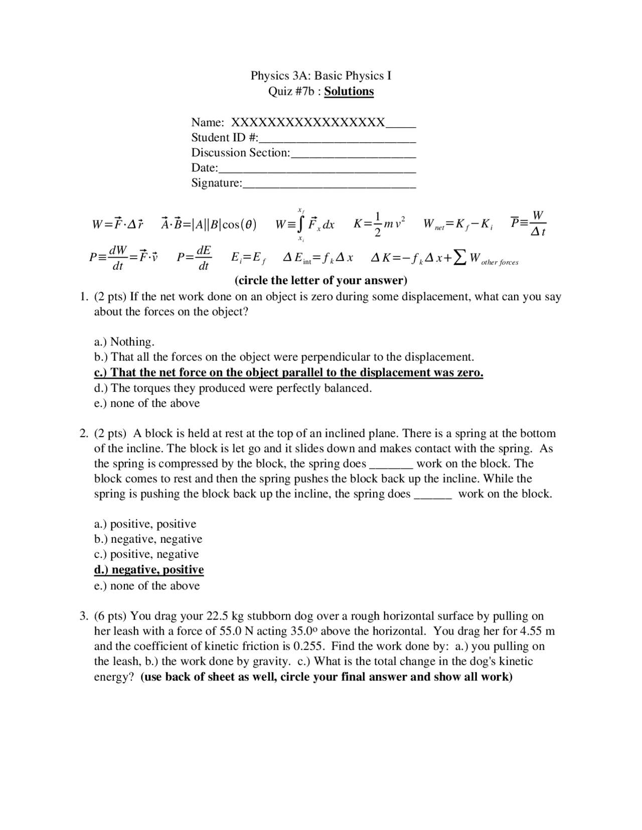 Quiz 7b Solution For Basic Physics Physics 3 Docsity
