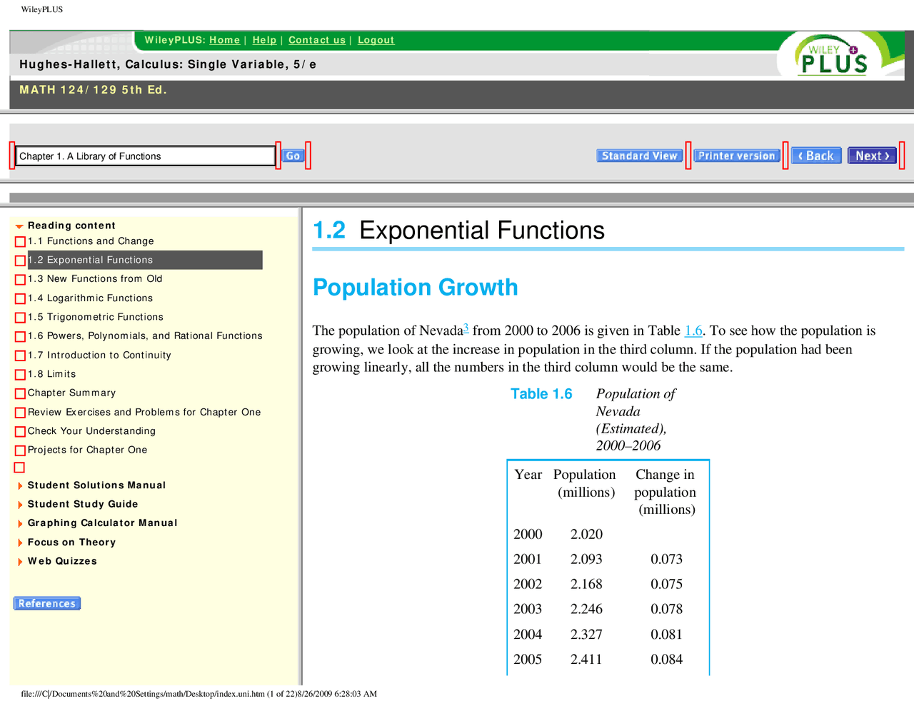 Review Sheet for Population Growth, Exponential Function - calculus I ...