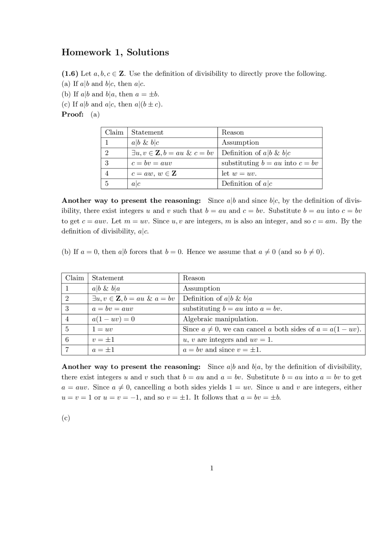 Solved Problems On Divisibility Of Integers Homework 1 Math 373