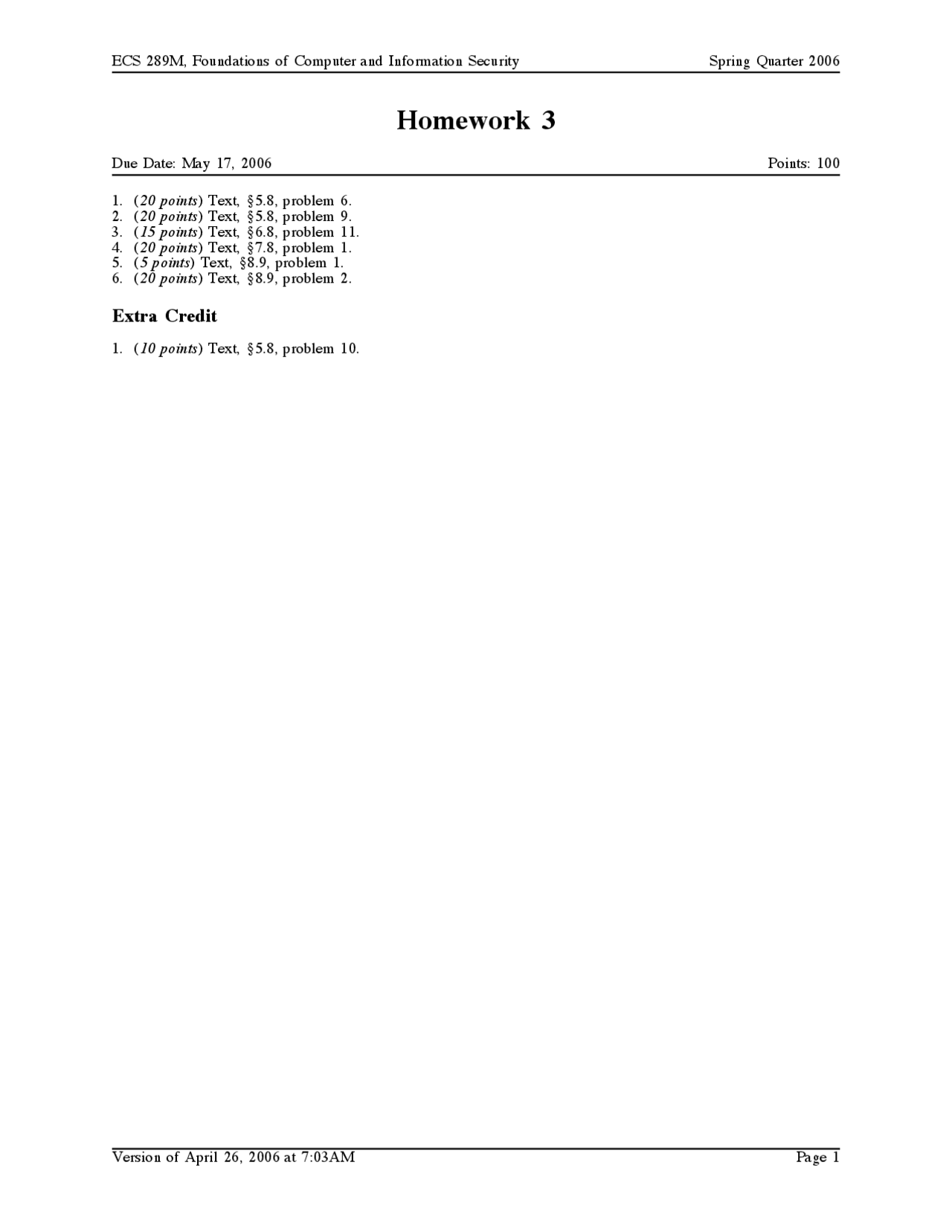 Homework 3 For Foundations Of Computer And Information Security Ecs