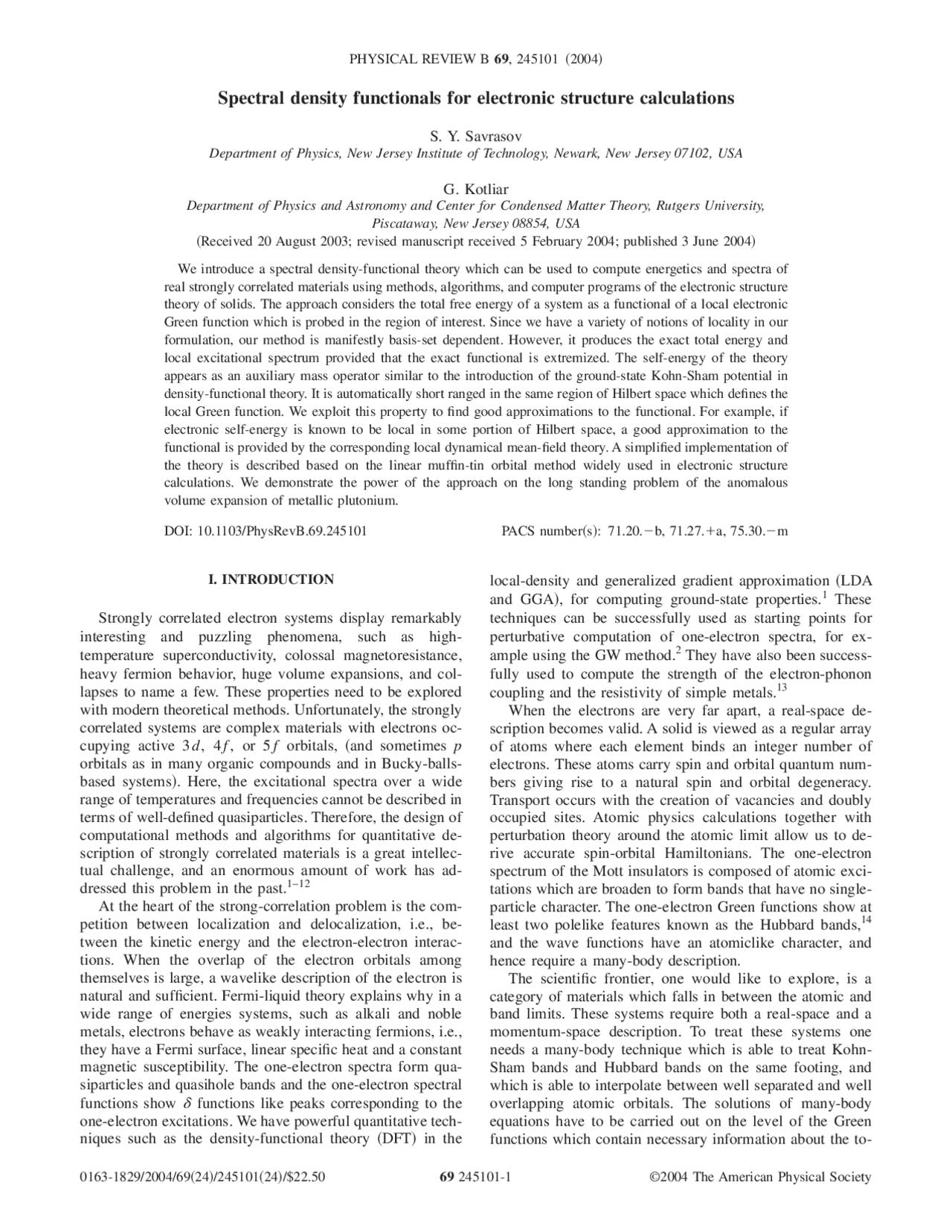 Spectral Density Functional For Electronic Structure Calculations 300