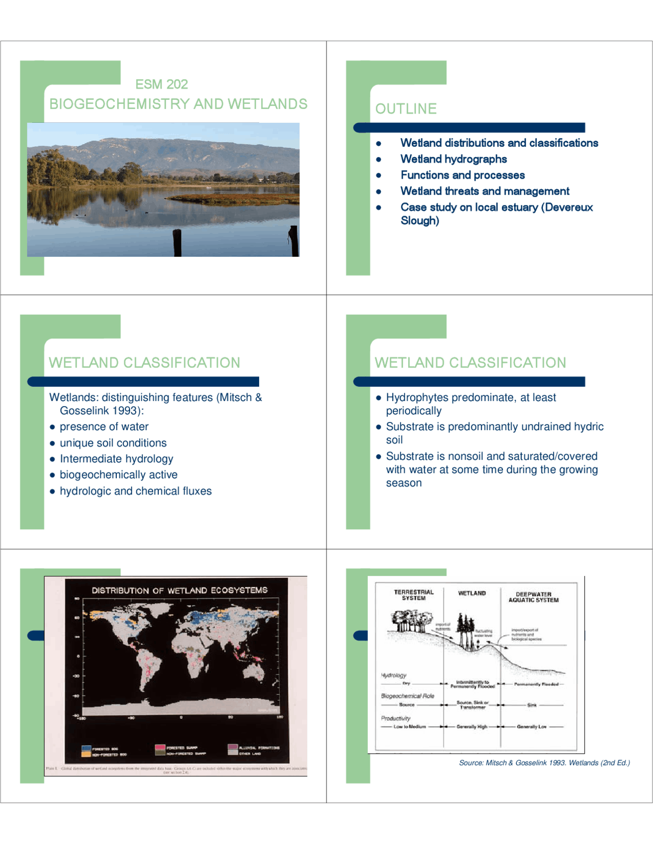 Biogeochemistry And Wetlands Lecture Slides Esm 202 Docsity
