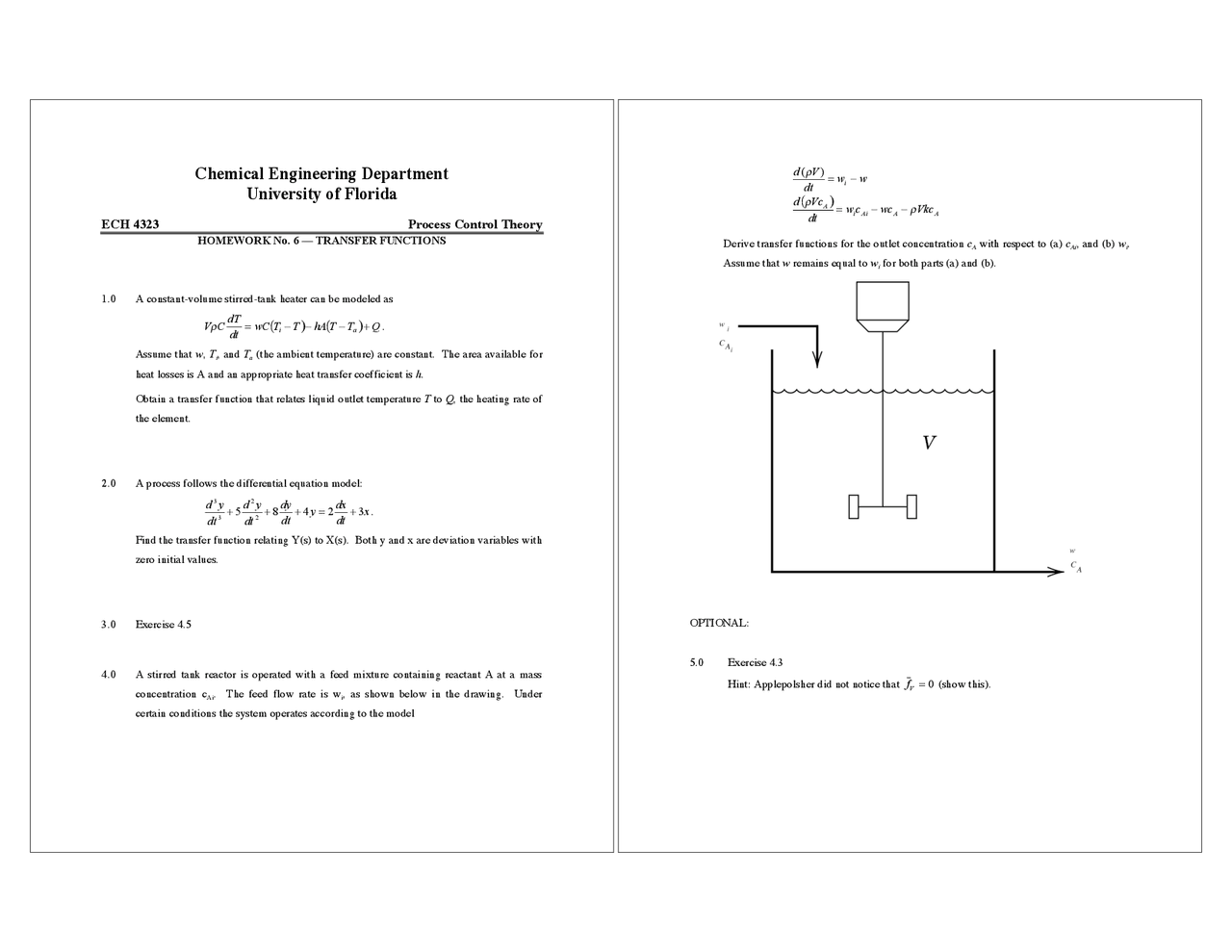 Transformation Function Process Control Theory Assignment 6 Ech