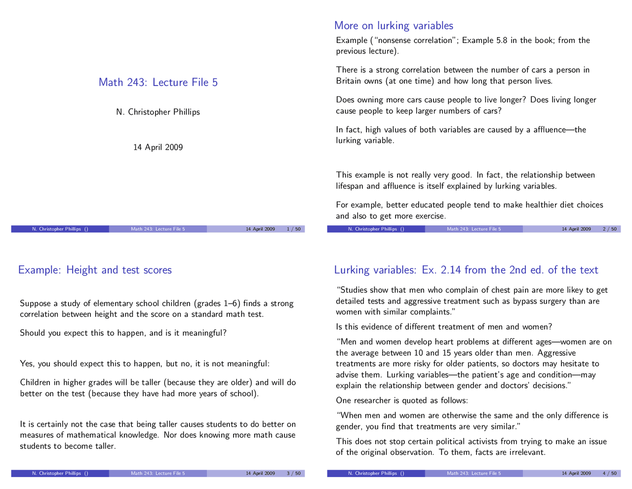 Lurking Variables - Introduction to Methods of Probability/Statistics | MATH 243 - Docsity