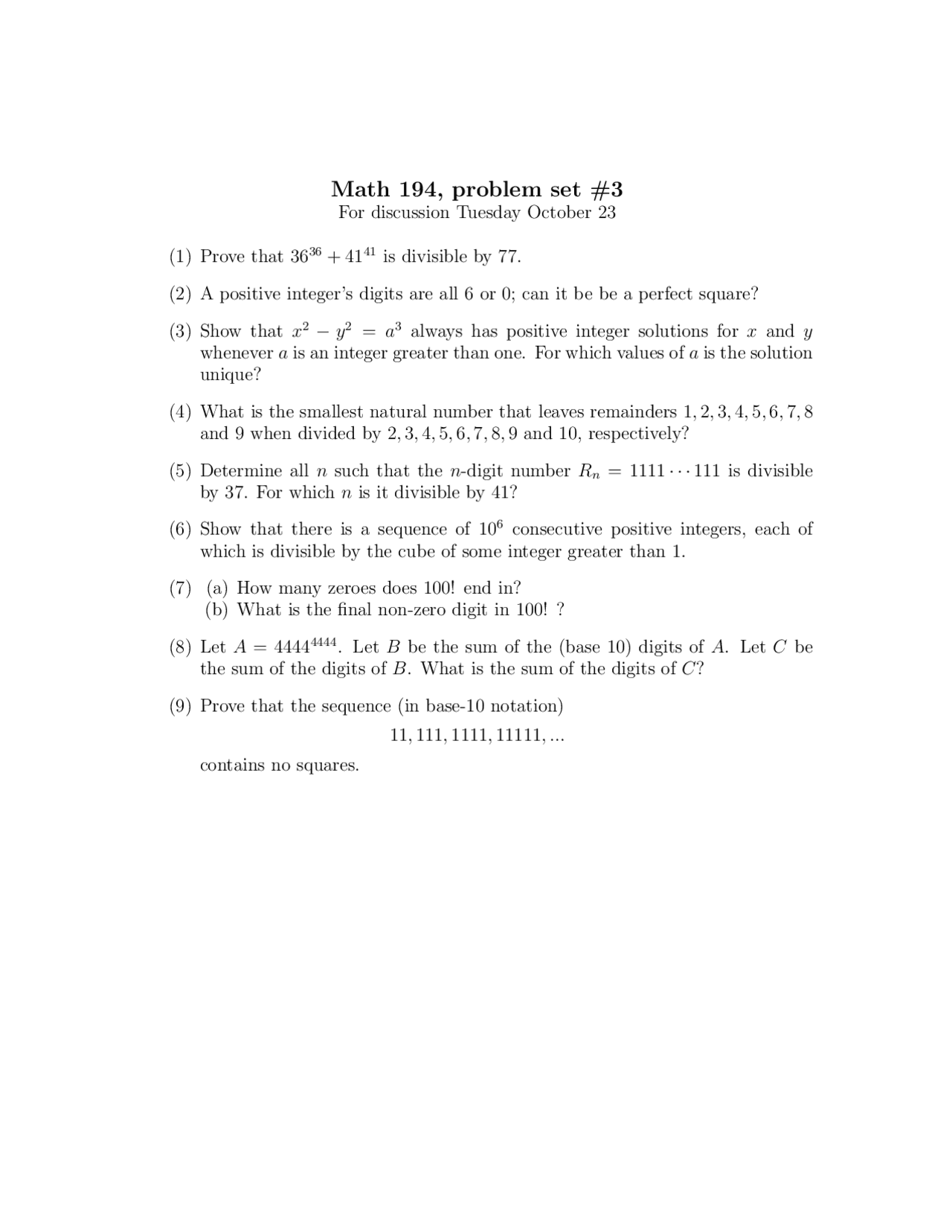 Problem Set 3 With 9 Practice Problems On Problem Solving Seminar