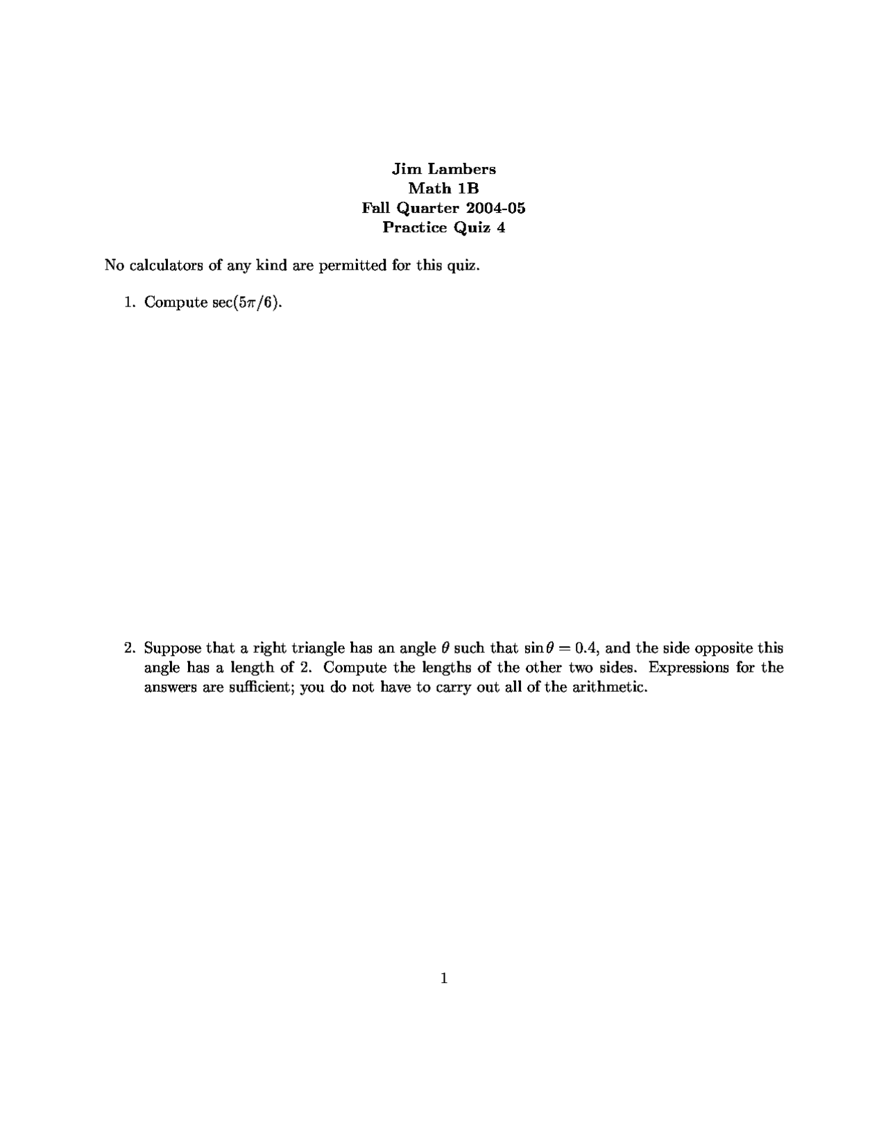 Practice Quiz 4 4 Questions On Pre Calculus Math 1b Docsity