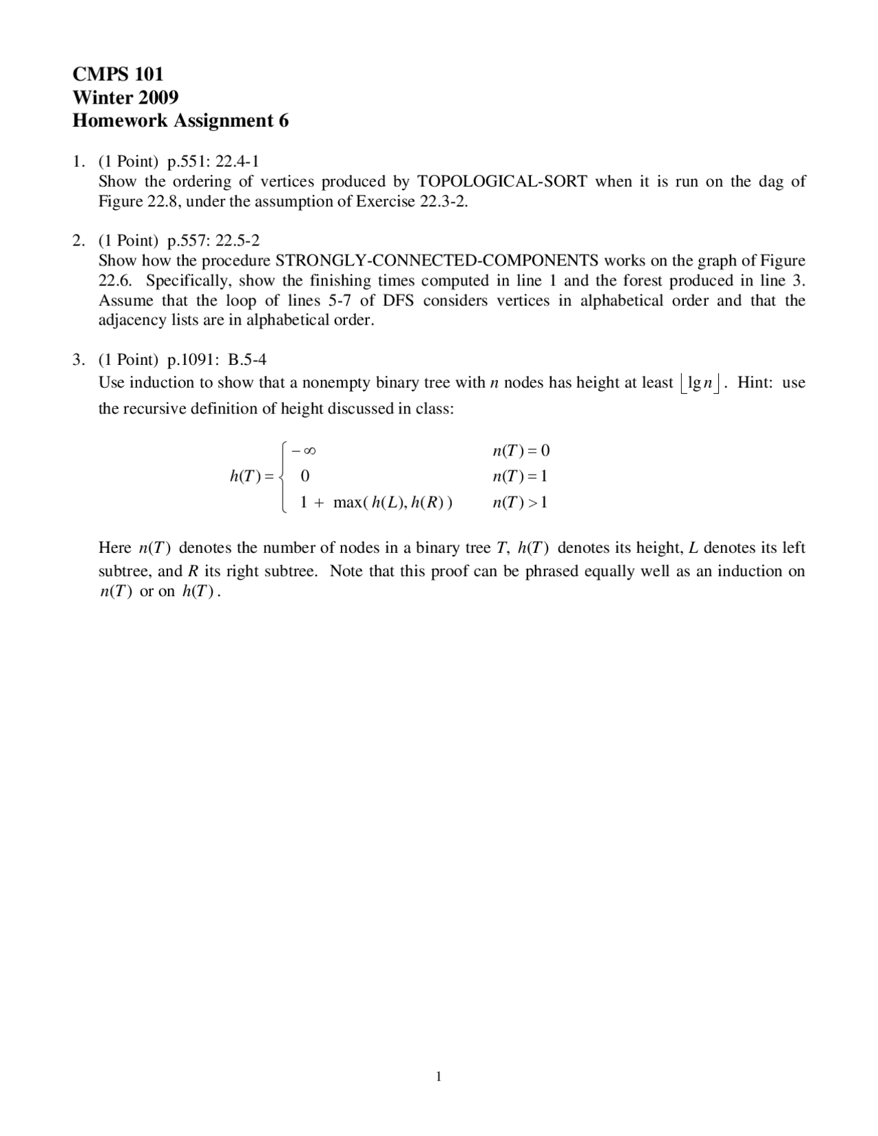 Questions On Algorithms And Abstract Data Types Homework Six Cmps 101 Docsity