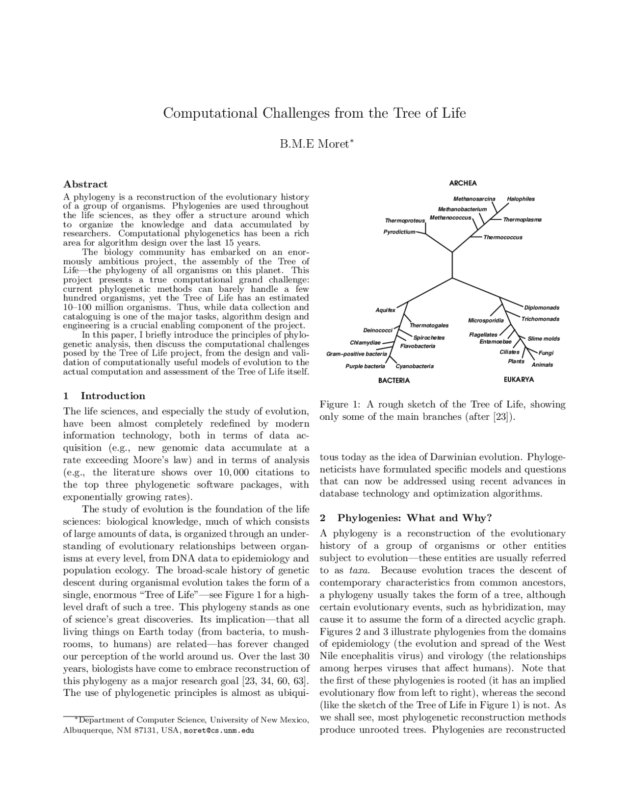 Computational Challenges From The Tree Of Life Biol 300 Docsity