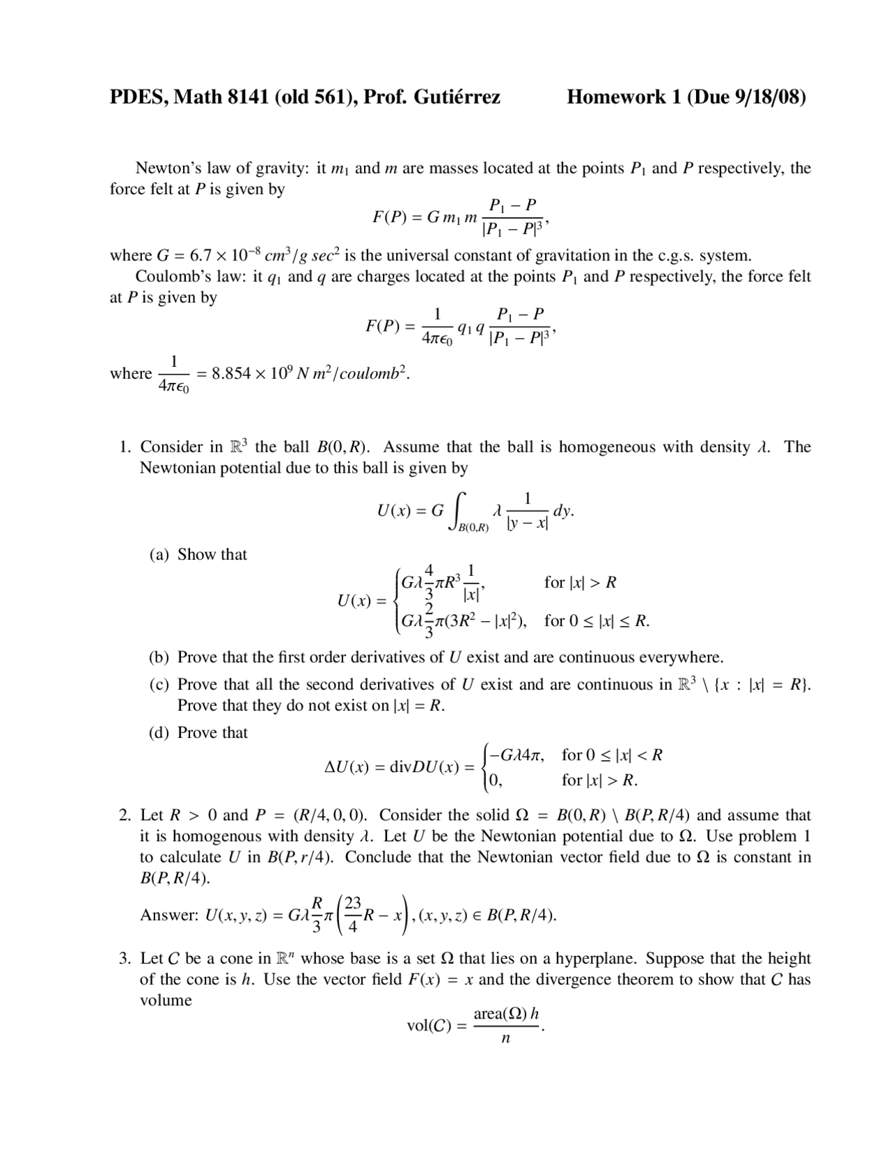 5 Practice Problems On Partial Differential Equations Homework 1