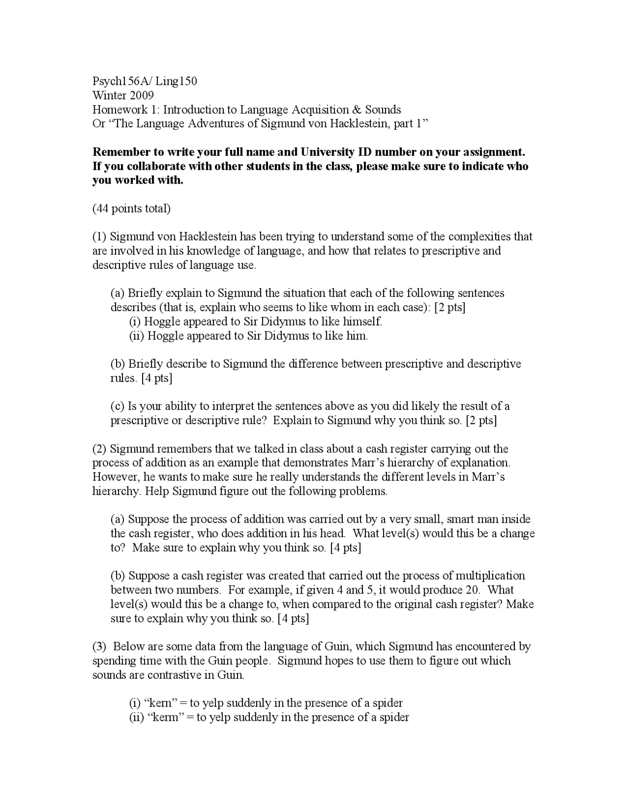 Introduction To Language Acquisition And Sounds Psych 156 Docsity