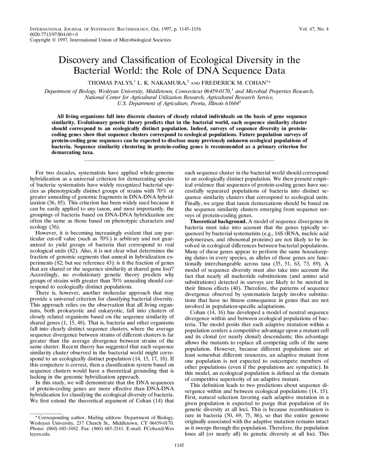 Discovery And Classification Of Ecological Diversity In Bacterial World