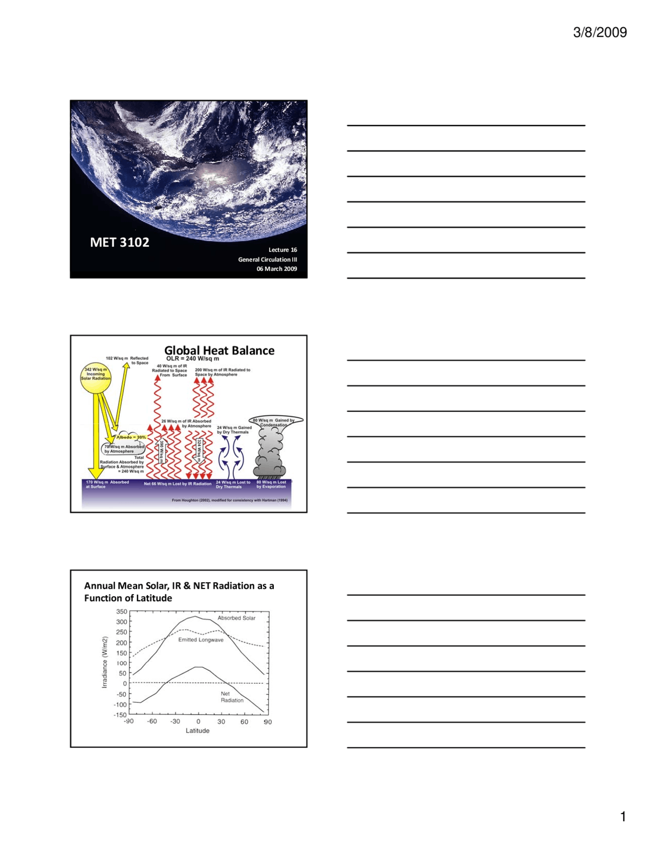 Global Heat Balance Physical Climatology Met 3102 Docsity