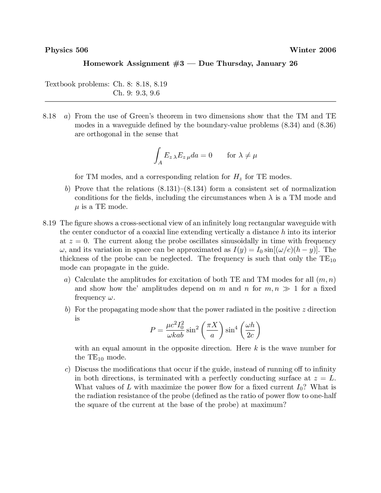 Electricity And Magnetism Ii Homework 3 Unsolved Questions Physics