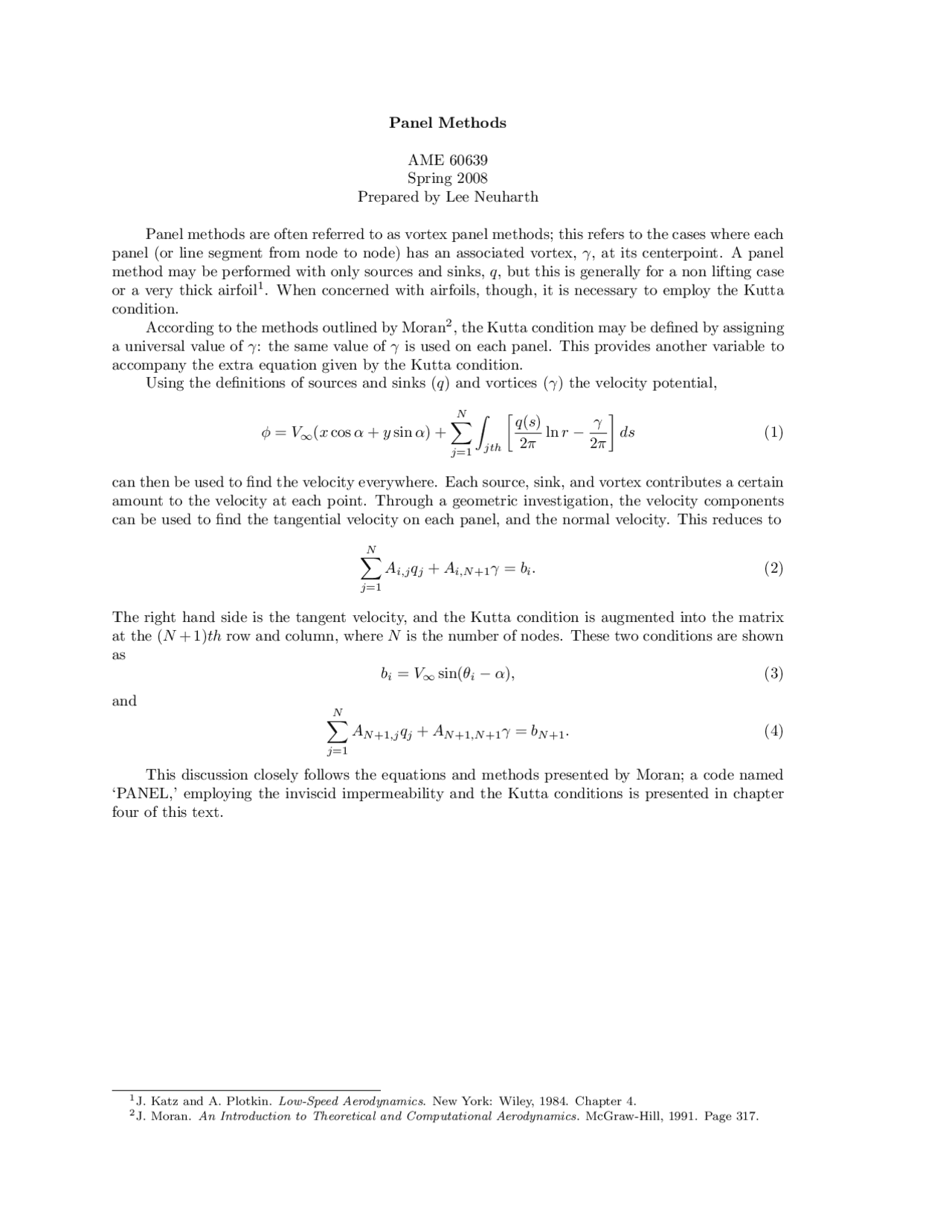 Panel Methods Advanced Aerodynamics Notes Ame 60639 Docsity