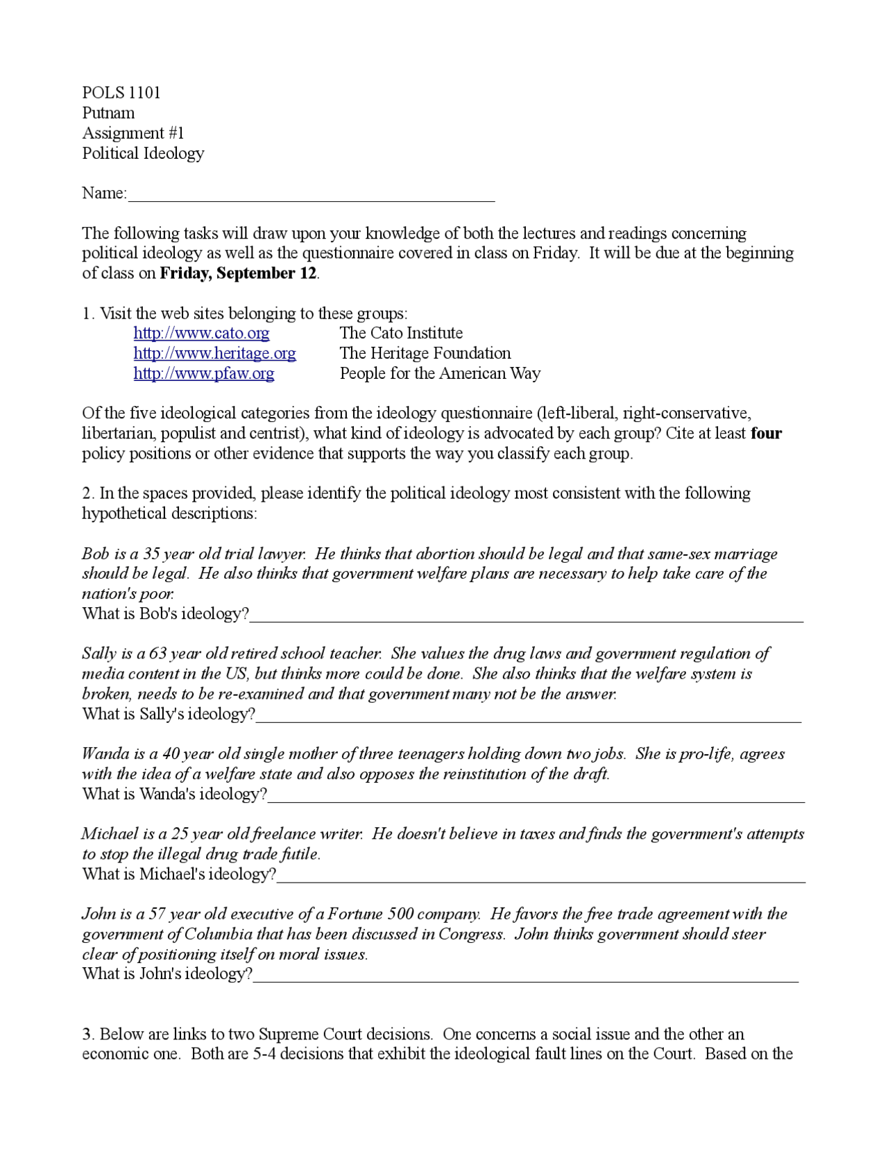 Political Ideology - American Government - Assignment 1 | POLS 1101 ...