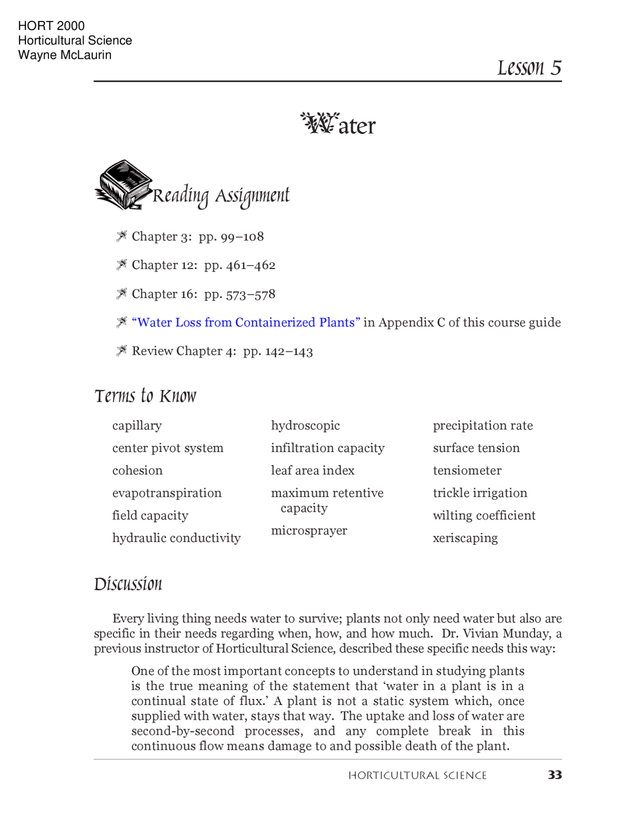 Water Horticultural Science Assignment 1 Hort 2000 Docsity