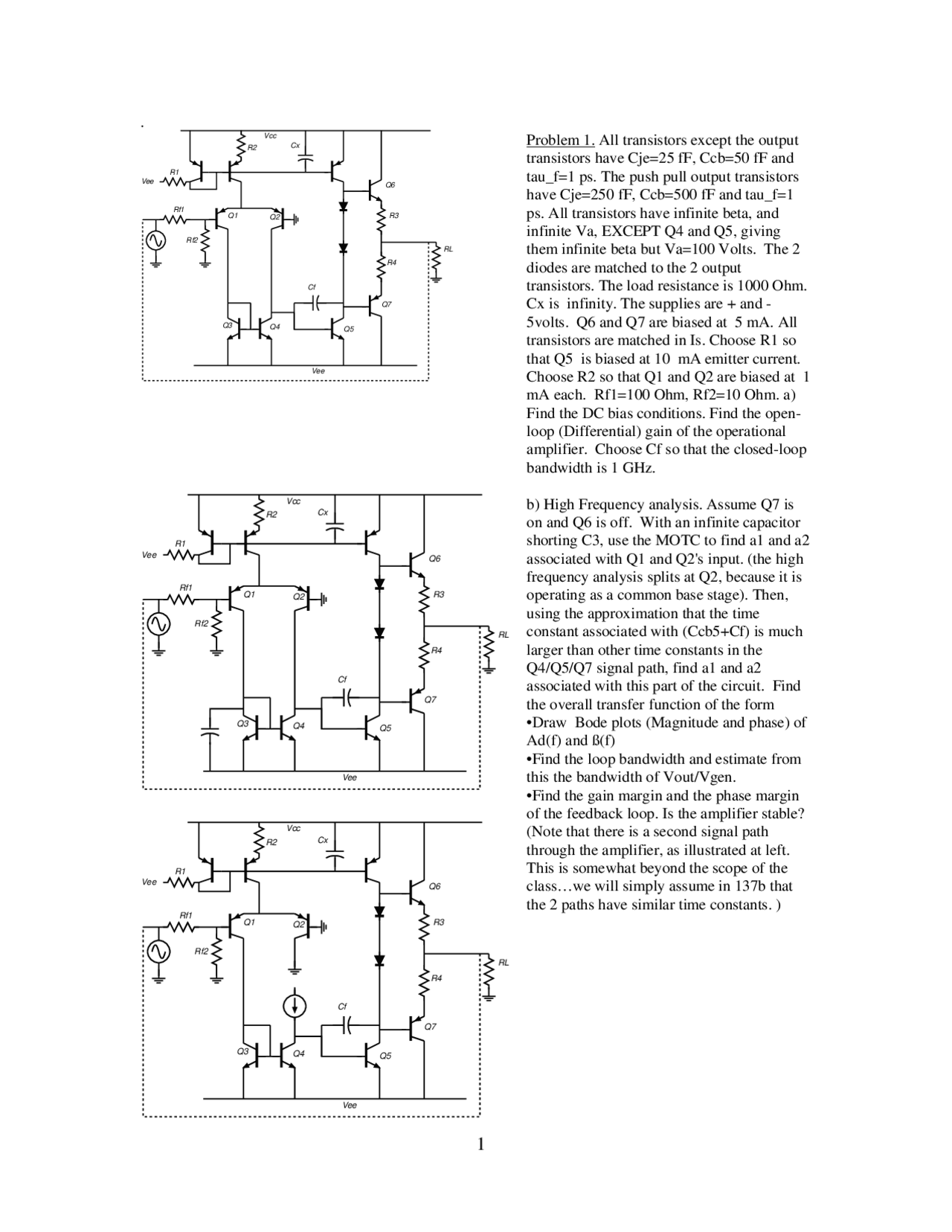 Problem on Circuit and Electricity II - Assignment 7 | ECE 137B - Docsity