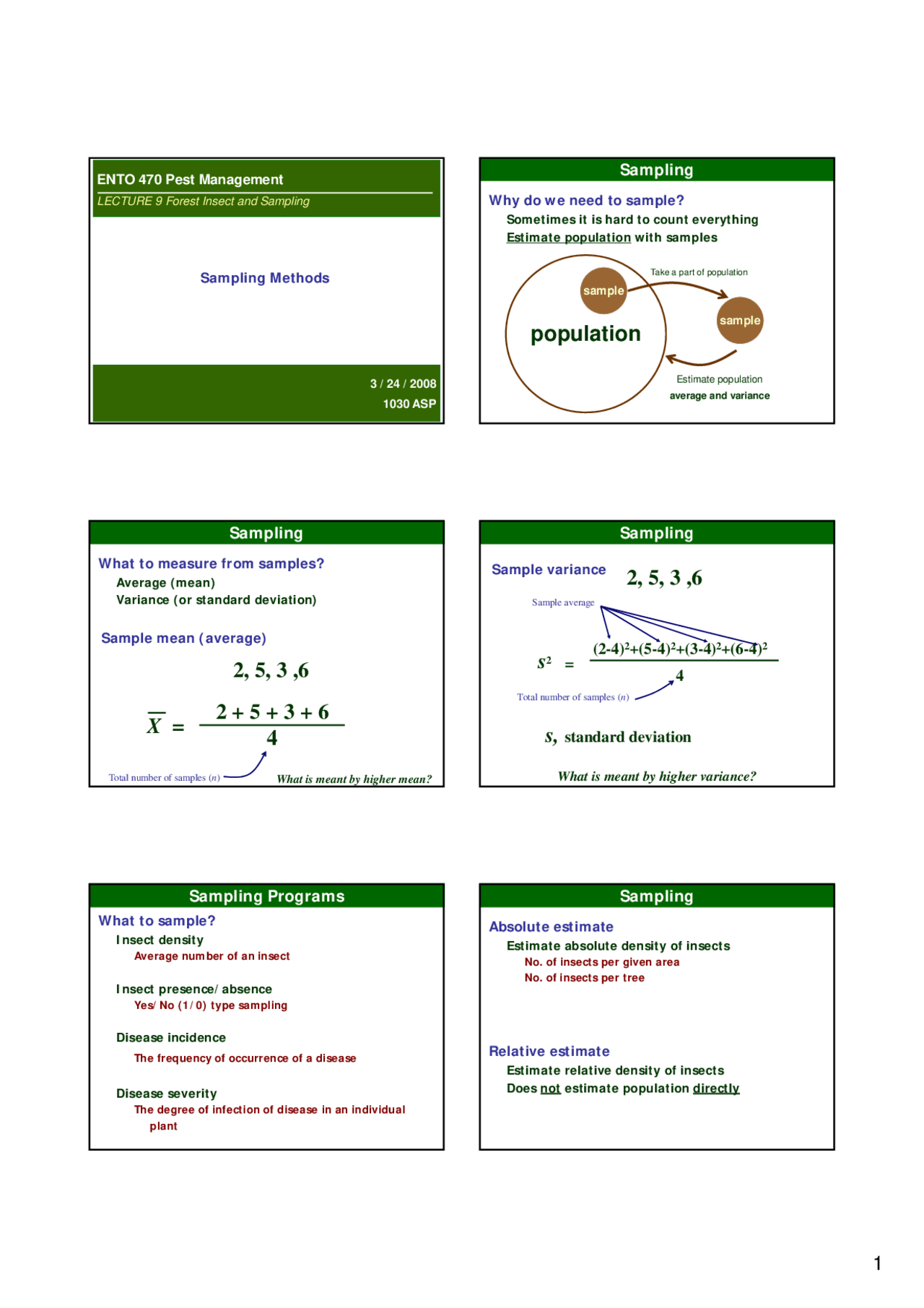 Lecture Slides On Forest Insect And Sampling Forest Pest Management