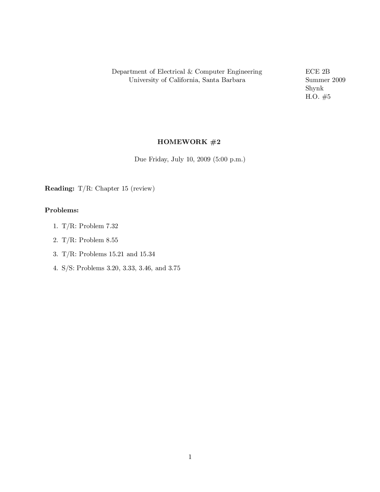 Homework 2 Problems For Circuits Devices And Systems Ece 2b Docsity