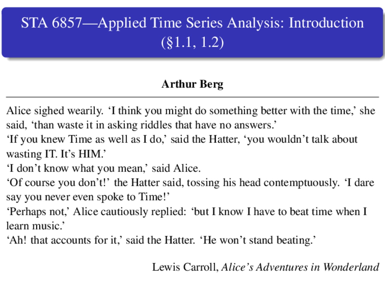 Applied Time Series Analysis: Introduction | STA 6857 - Docsity