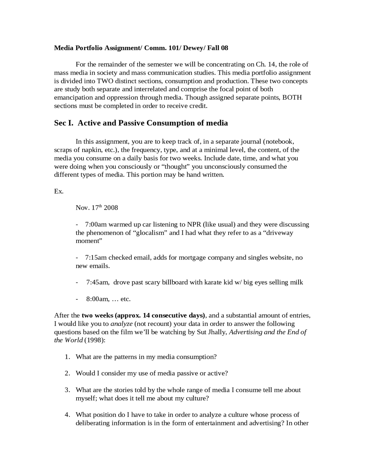 Assignment For Fundamentals Of Speech Communication Comm 101 Docsity