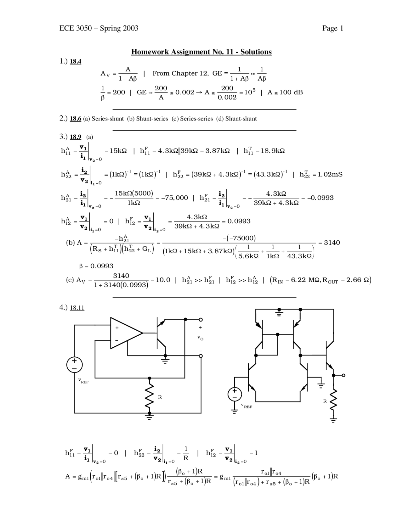 5 Solved Problems On The Shunt Series Homework Ece 3050 Docsity