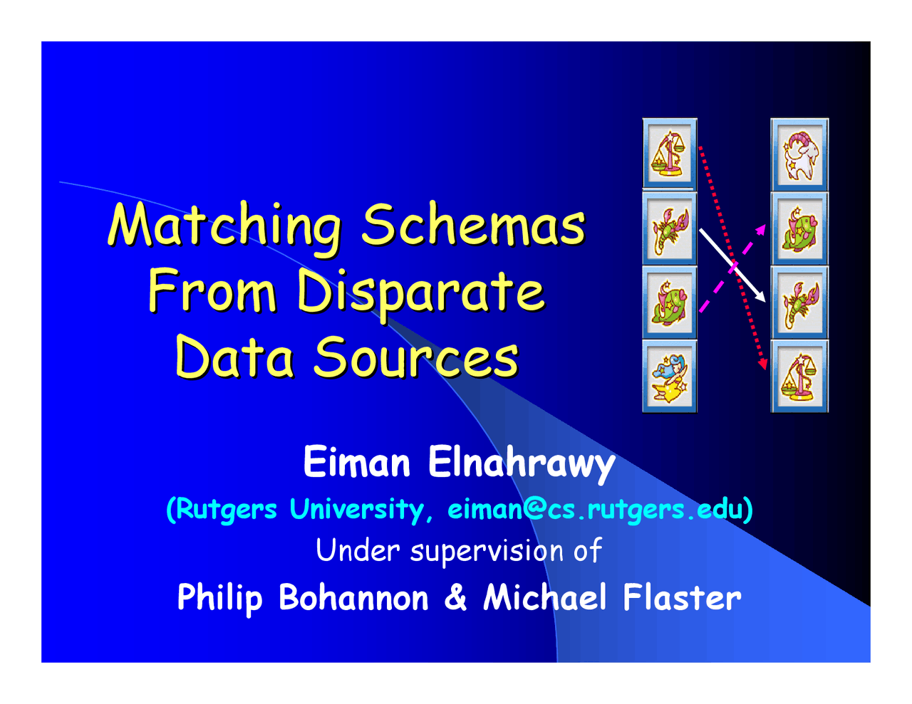 Matching Schemas from Disparate Data Source - Matriculation continued ...