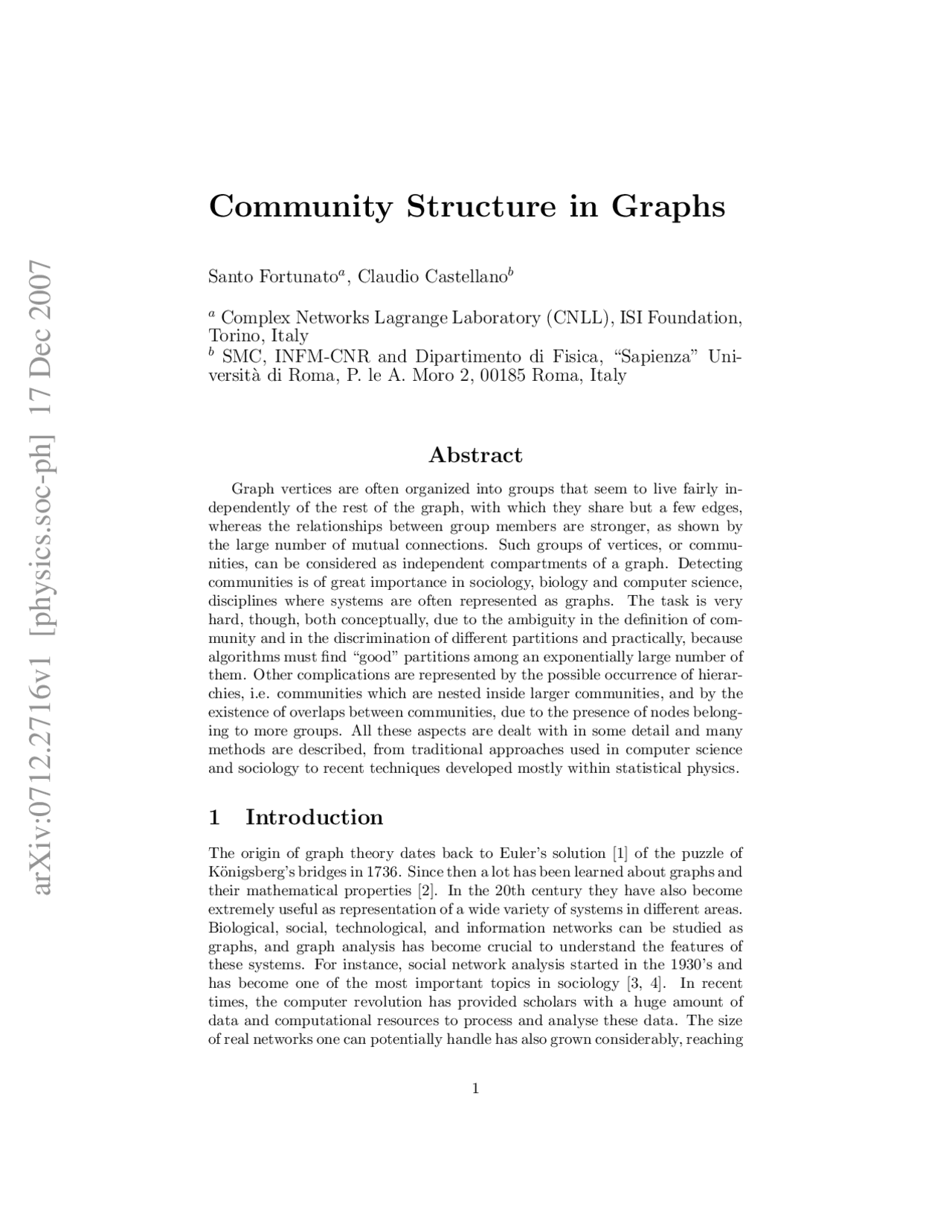 Community Structure In Graphs Paper Cap 5515 Docsity