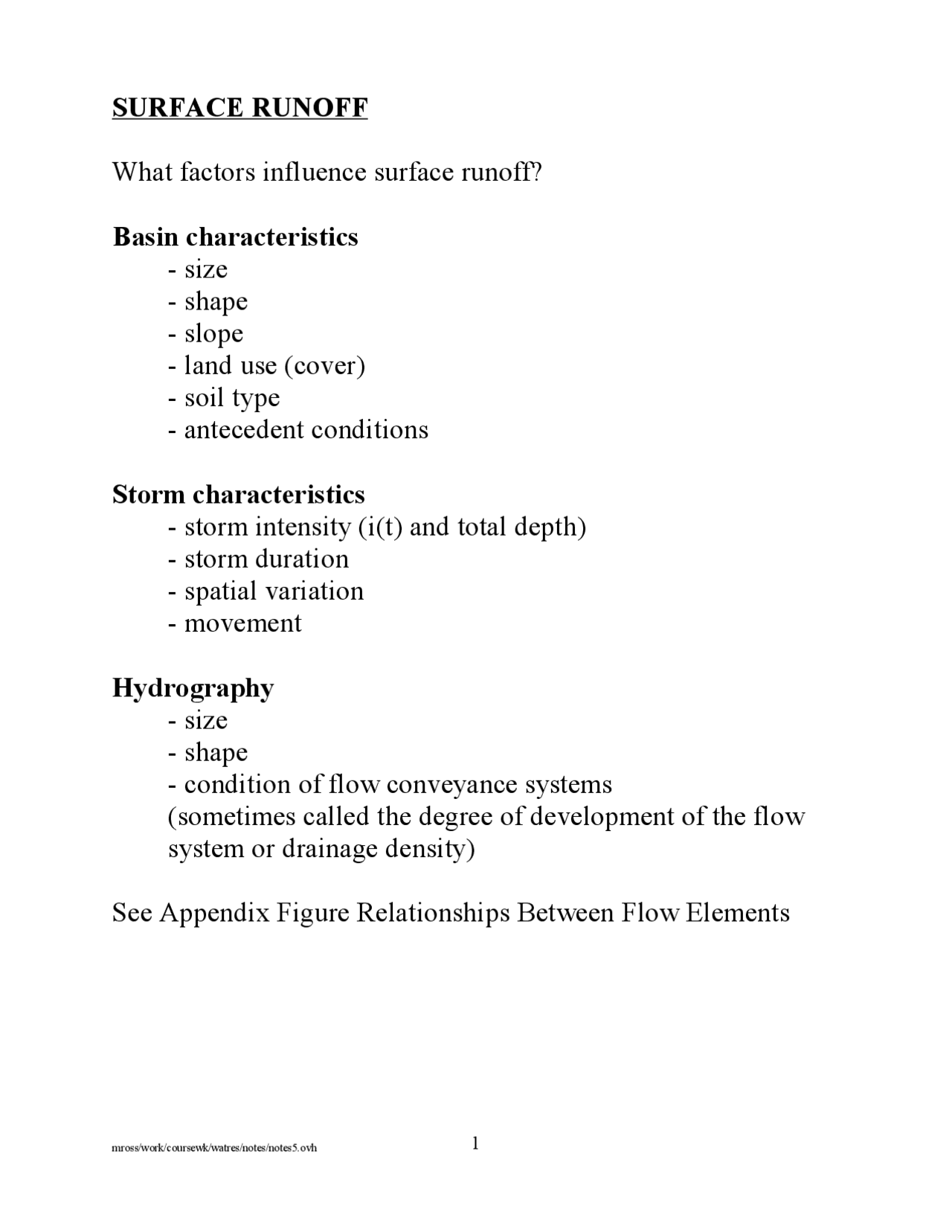 Surface Runoff Water Resources Engineering Handout Cwr 4103 Docsity