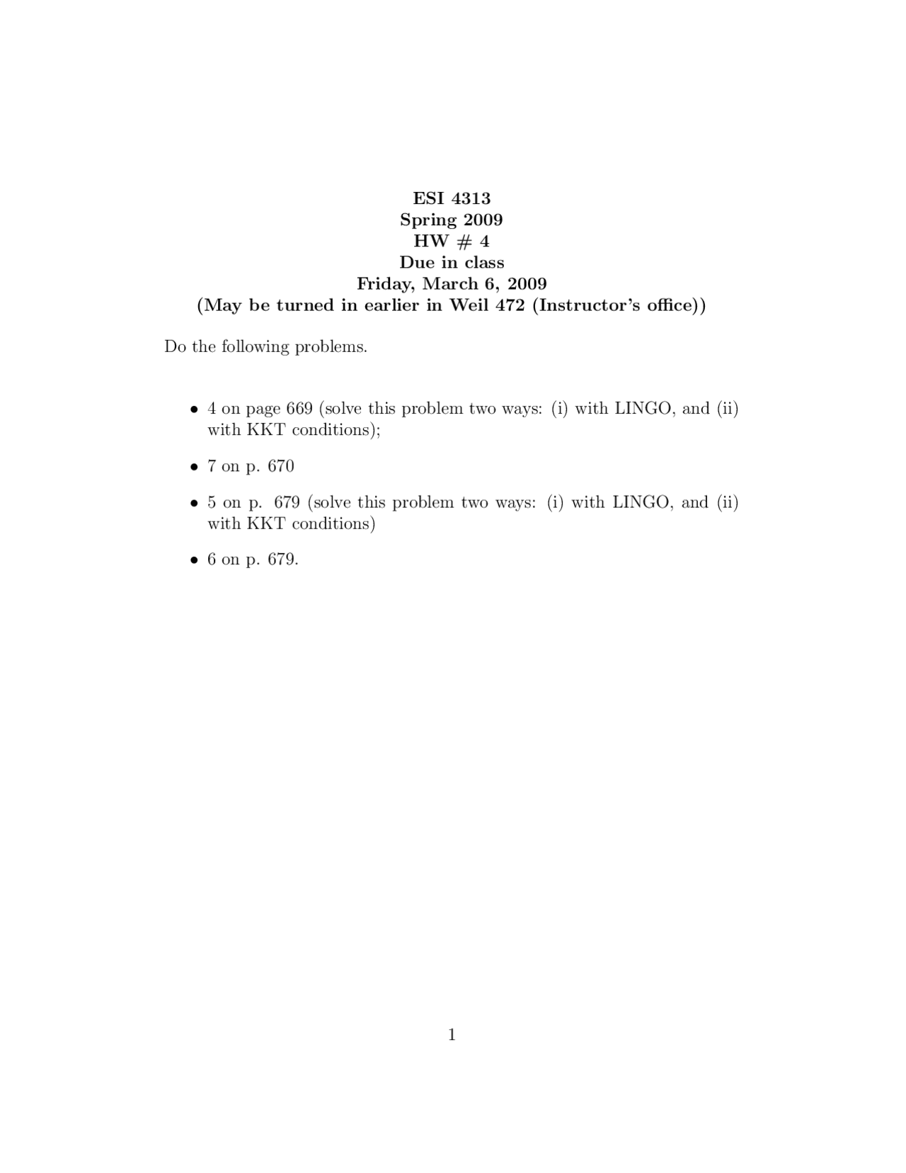 Operations Research 2 - Assignment 4 - Practice | ESI 4313 - Docsity